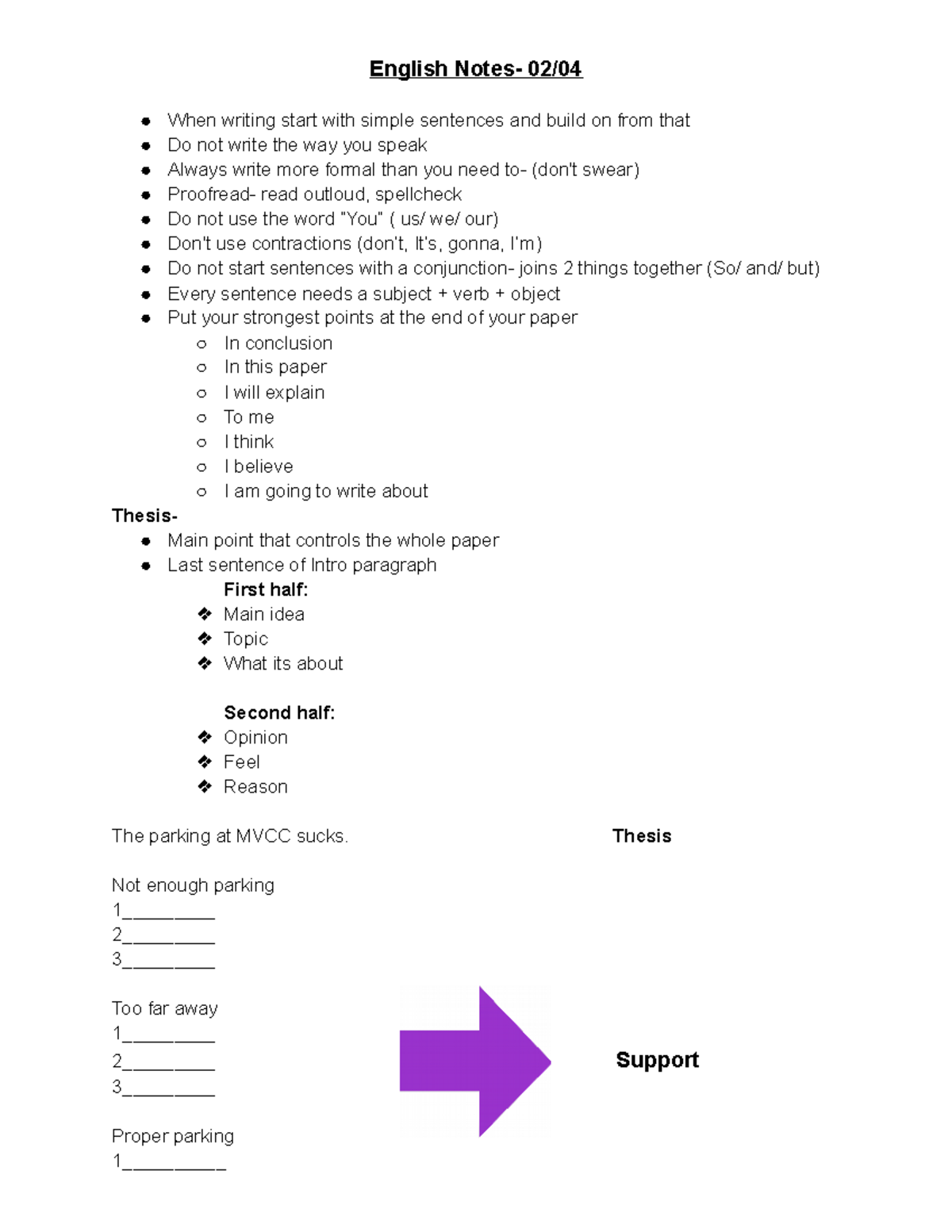 English Notes- 02 04 - English Notes- 02/ When writing start with ...