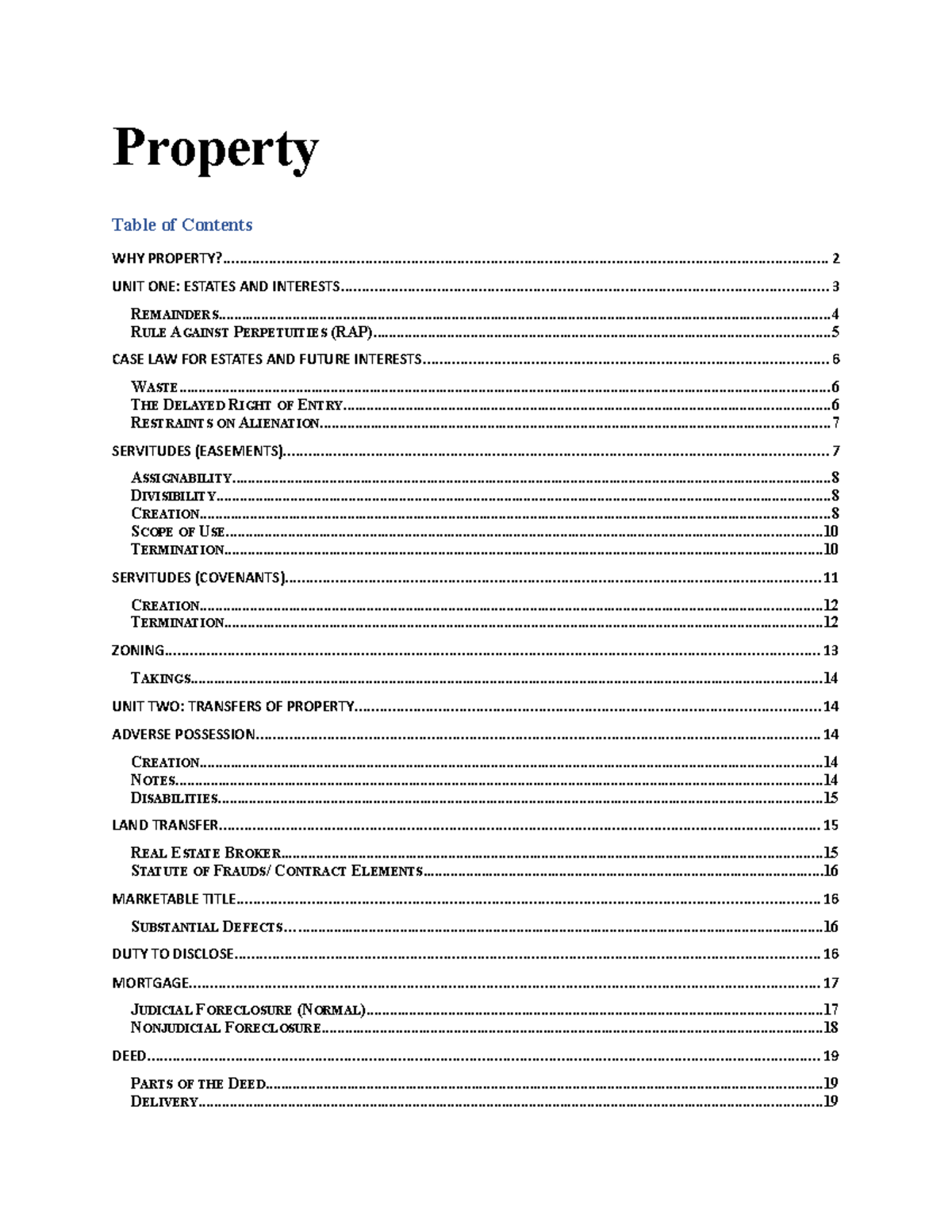 Property Outline - Property WHY - Studocu