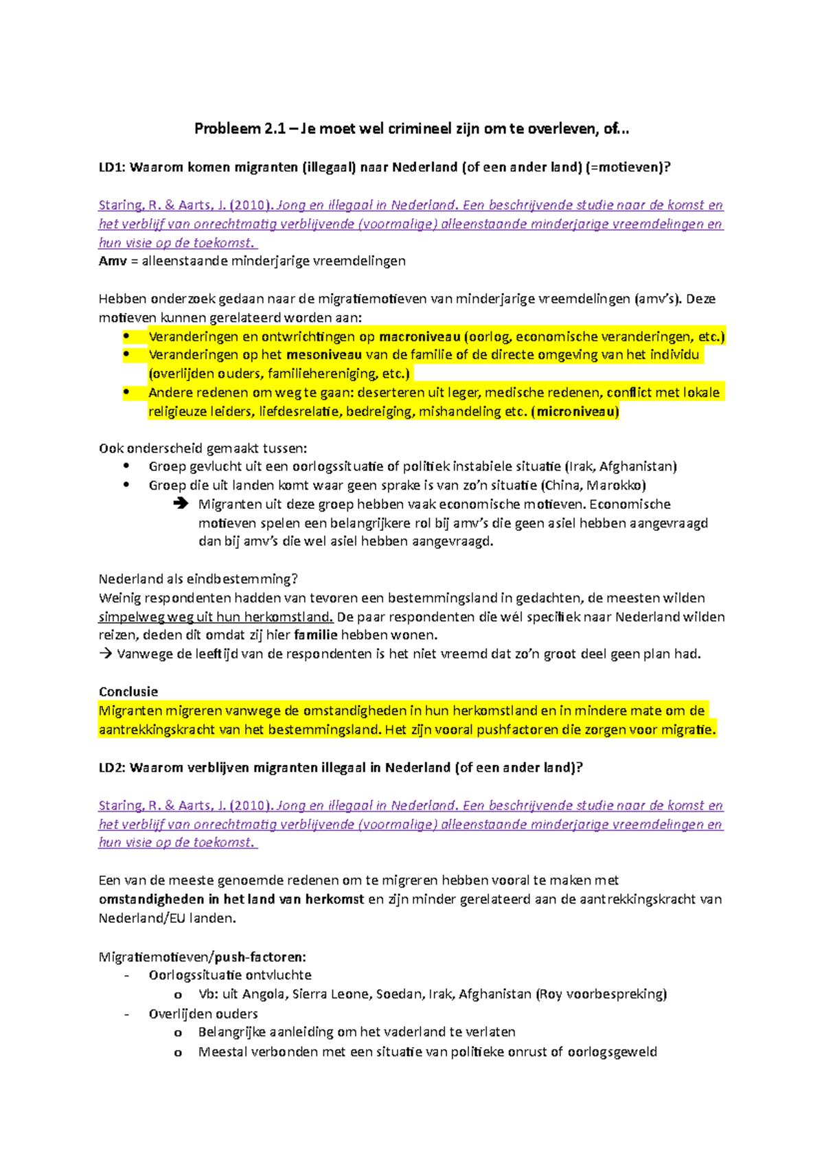 Probleem 2.1 - migratie diversiteit en criminaliteit - Probleem 2 – Je moet wel crimineel zijn ...