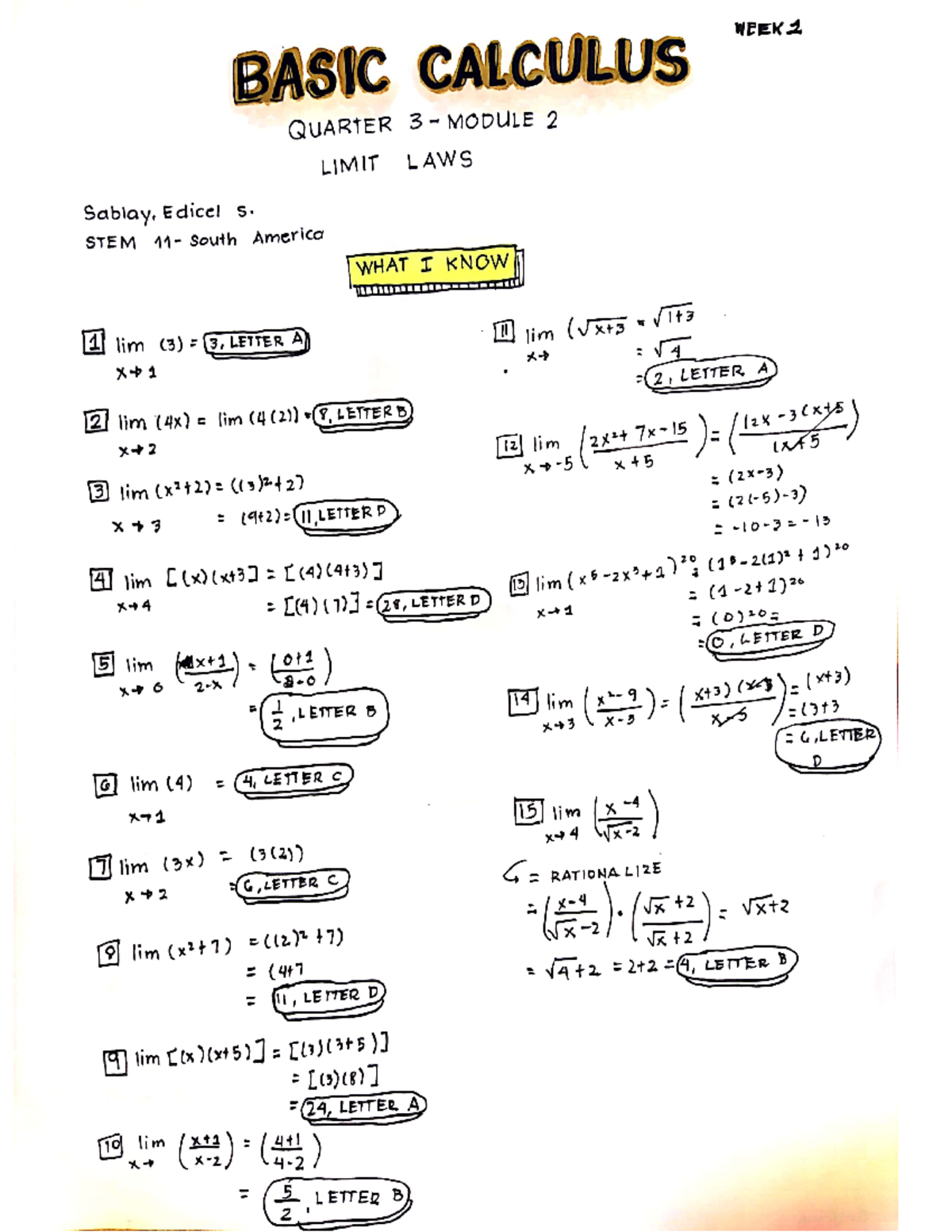 Basic Calculus- Quarter- Module 2- Limit LAWS - STEM SHS Basic Calculus ...
