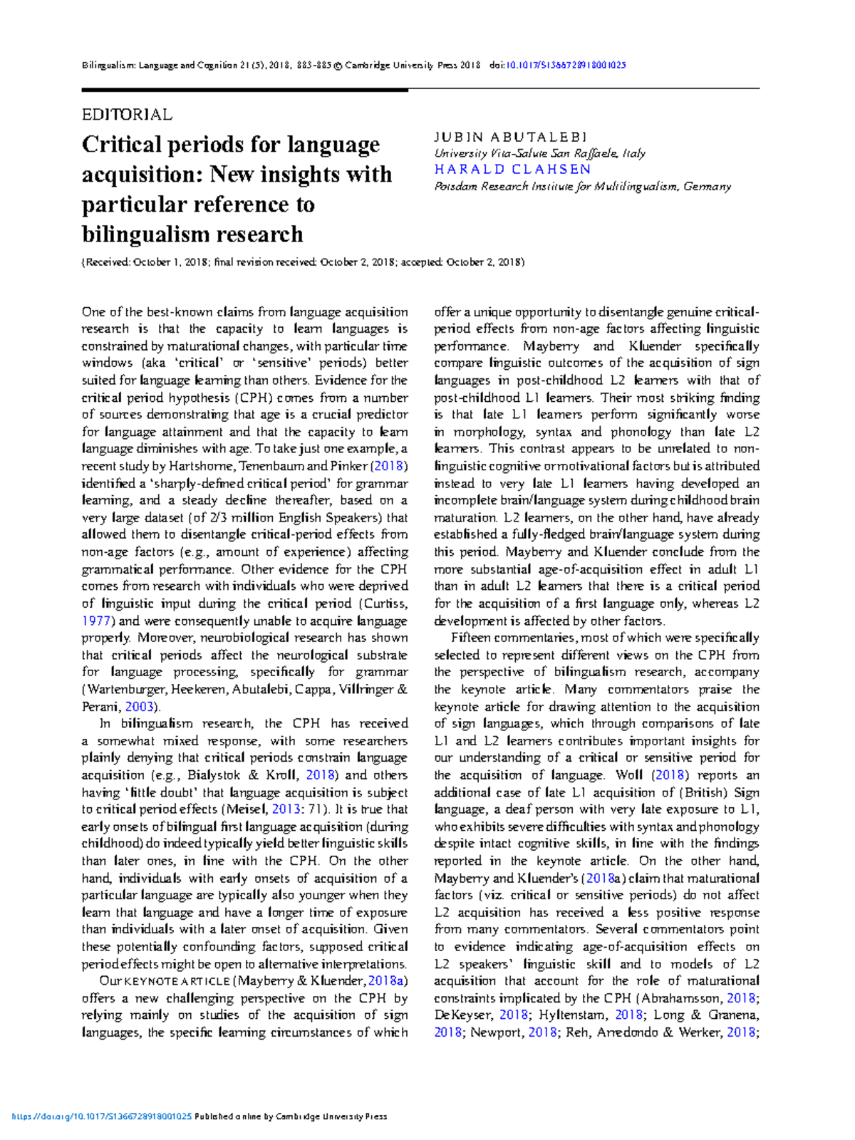 Critical periods for language acquisition new insights with particular ...