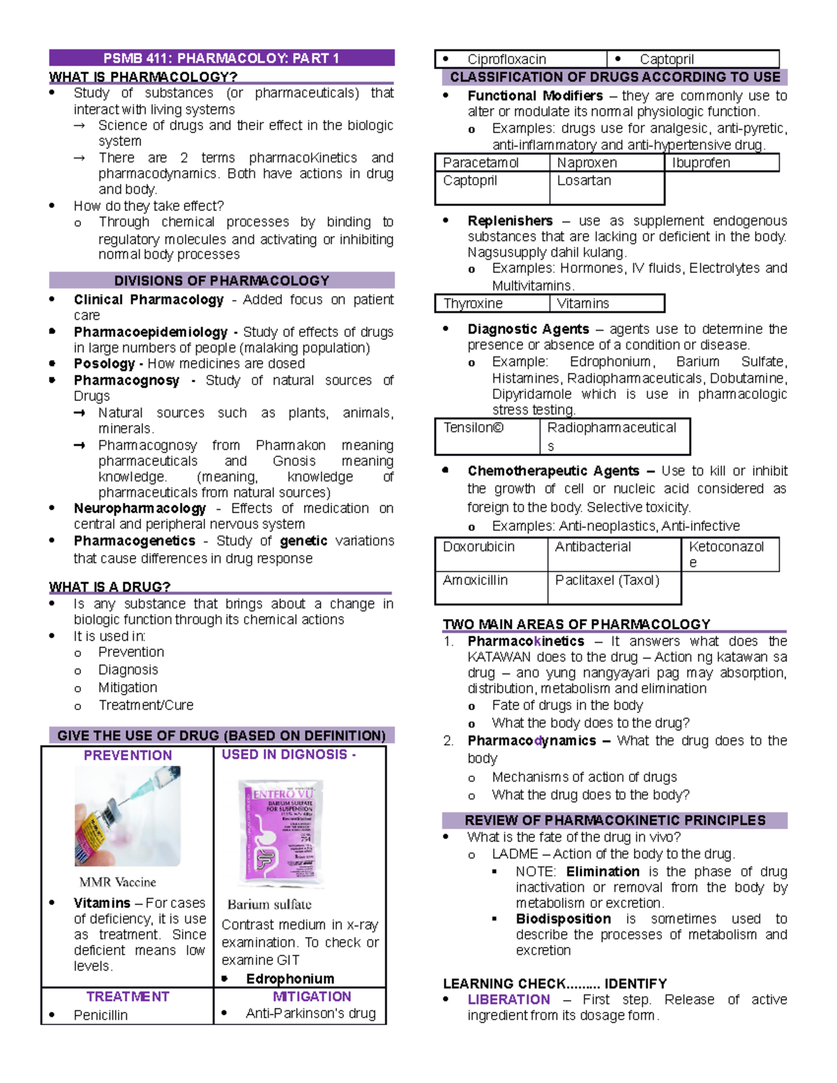 PSMB 411 PCOL PART 1 - 2022/2023 PSEMB PHARMACOLOGY PART 1 - PSMB 411 ...