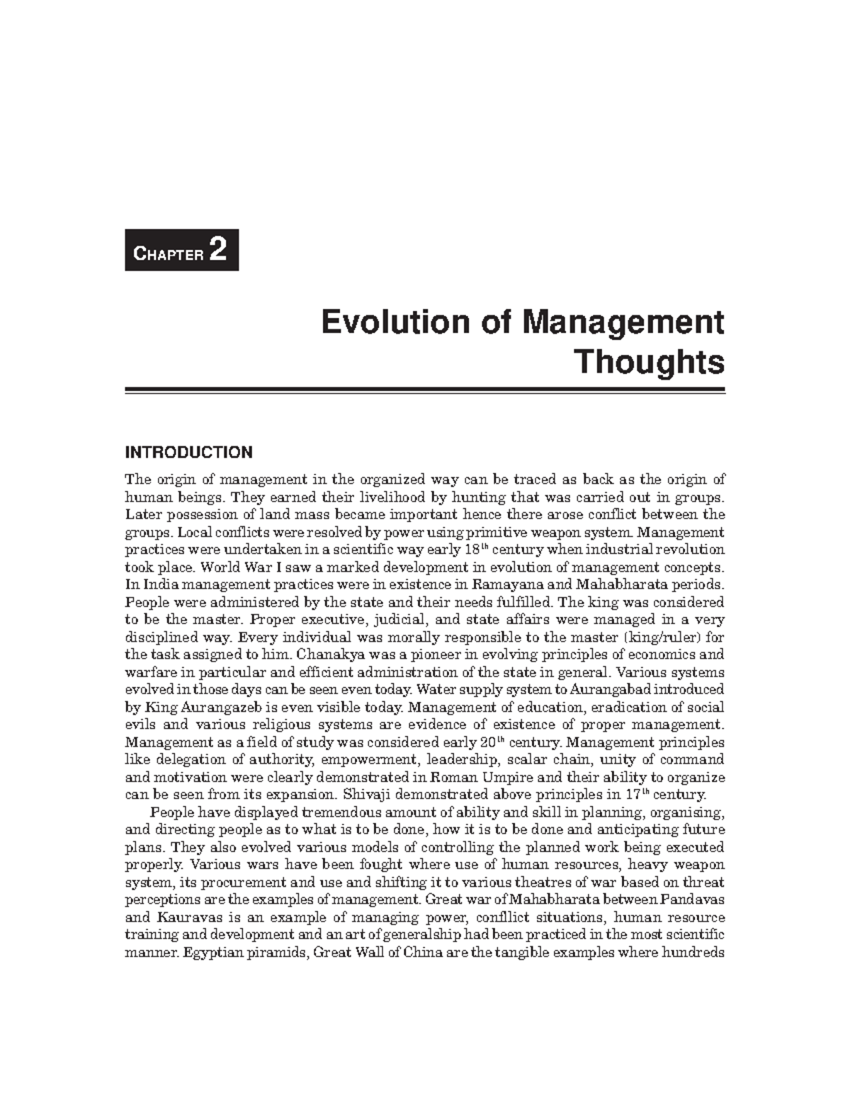 Evolution of Management Thoughts - CHAPTER 2 Evolution of Management ...