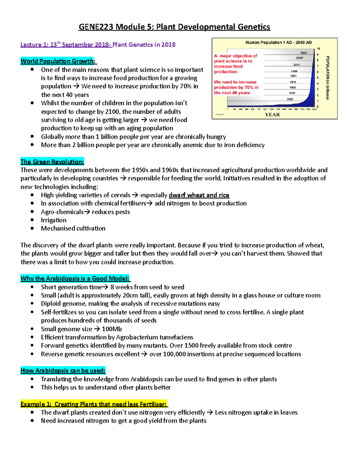 GENE223 Module 5 - Lecture notes 16-20 - GENE223 Module 5: Plant ...