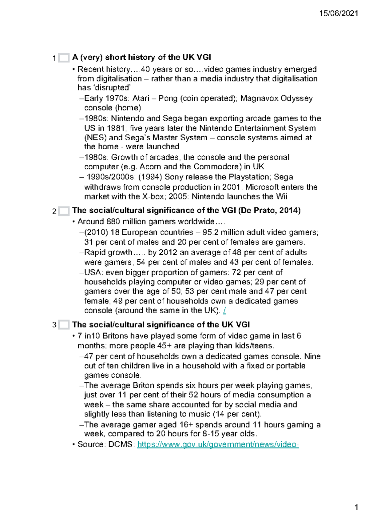 Video games - A (very) short history of the UK VGI Recent history ...