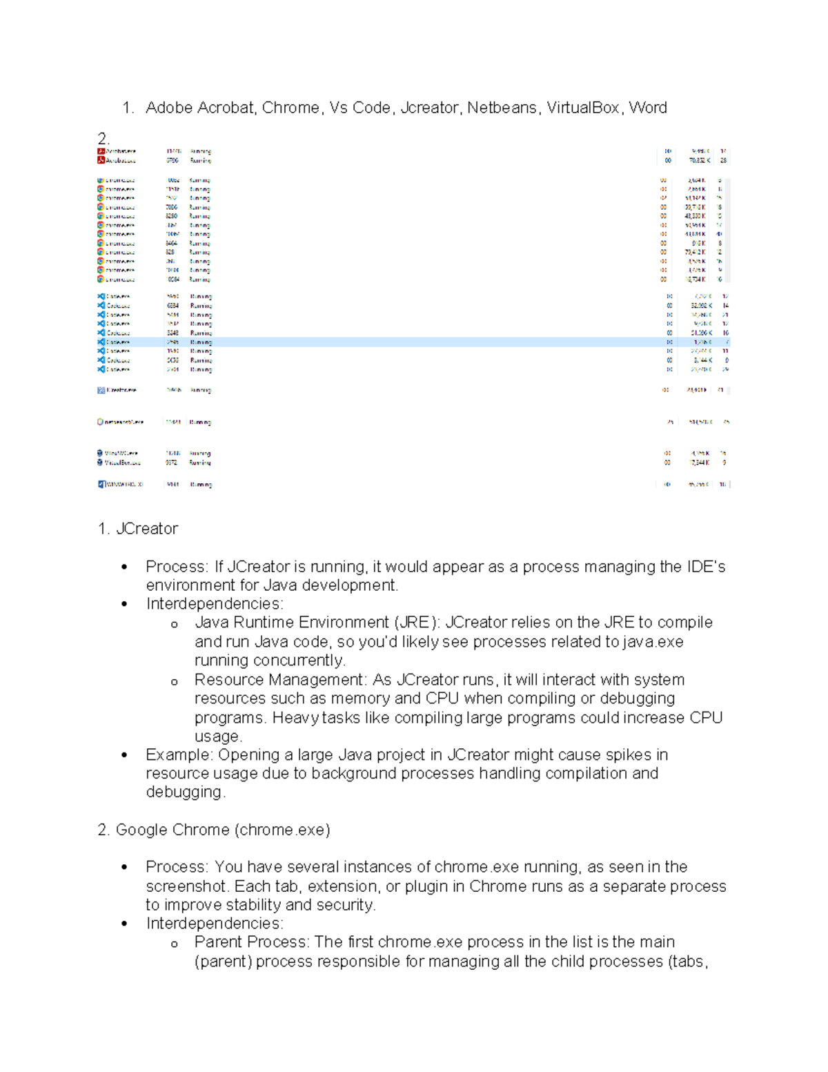 Lab exercise 1 - Adobe Acrobat, Chrome, Vs Code, Jcreator, Netbeans, VirtualBox, Word JCreator ...