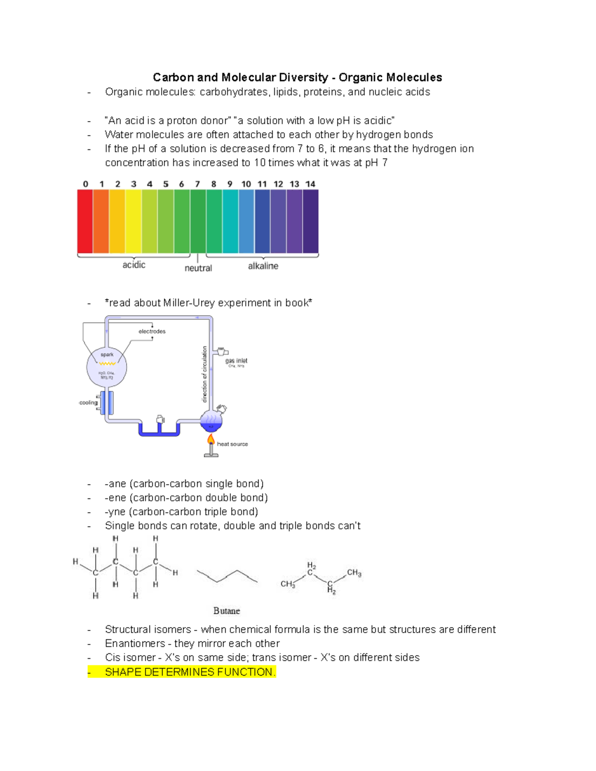 Organic Molecules - Lecture notes 1 - Carbon and Molecular Diversity ...