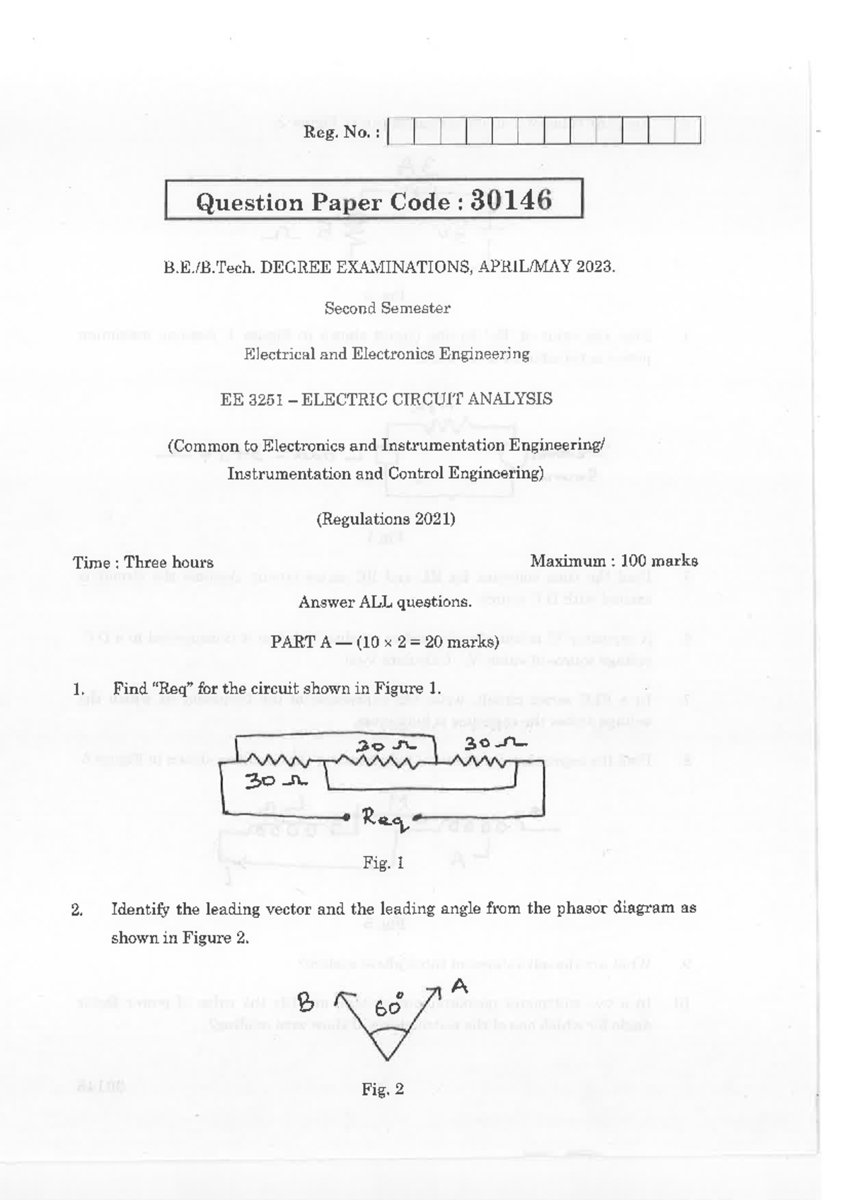 Anna University Question Paper EEE DEPARTMENT November December ...