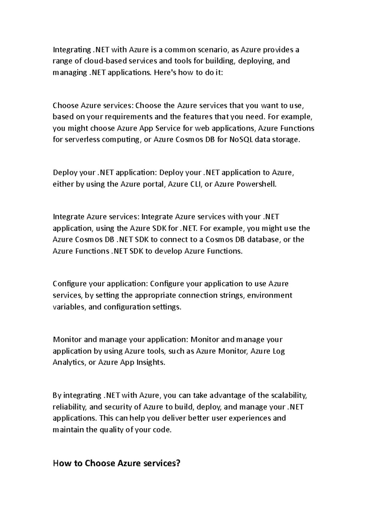 How to integrate .NET with Azure - Integrating .NET with Azure is a ...