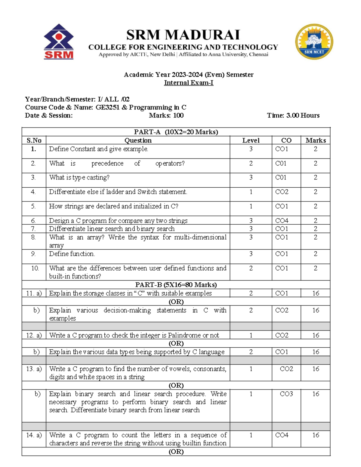 CS3251-IA1 - well - Academic Year 2023-2024 (Even) Semester Internal ...