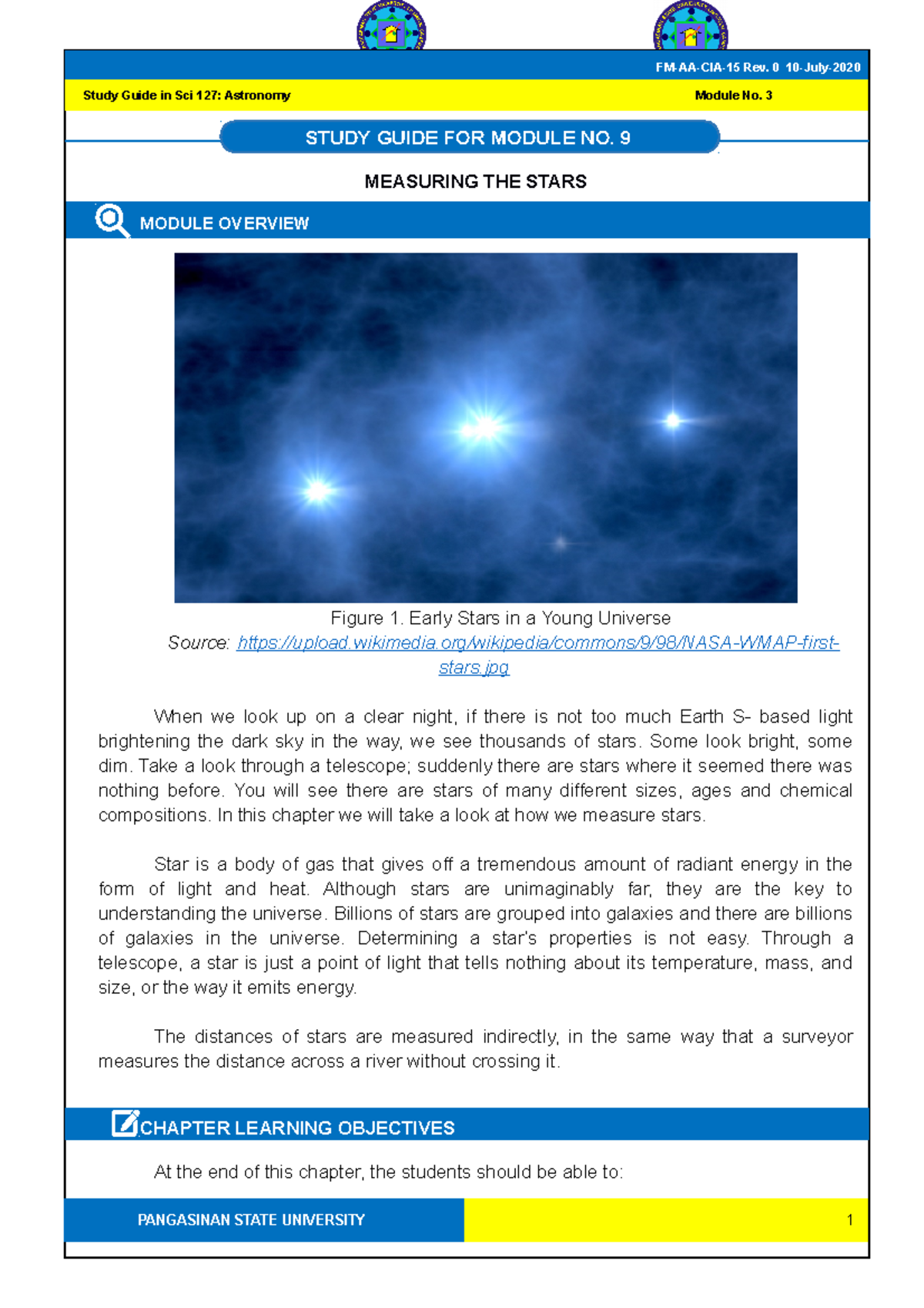 UNIT IX - Measuring the Stars - MEASURING THE STARS MODULE OVERVIEW ...