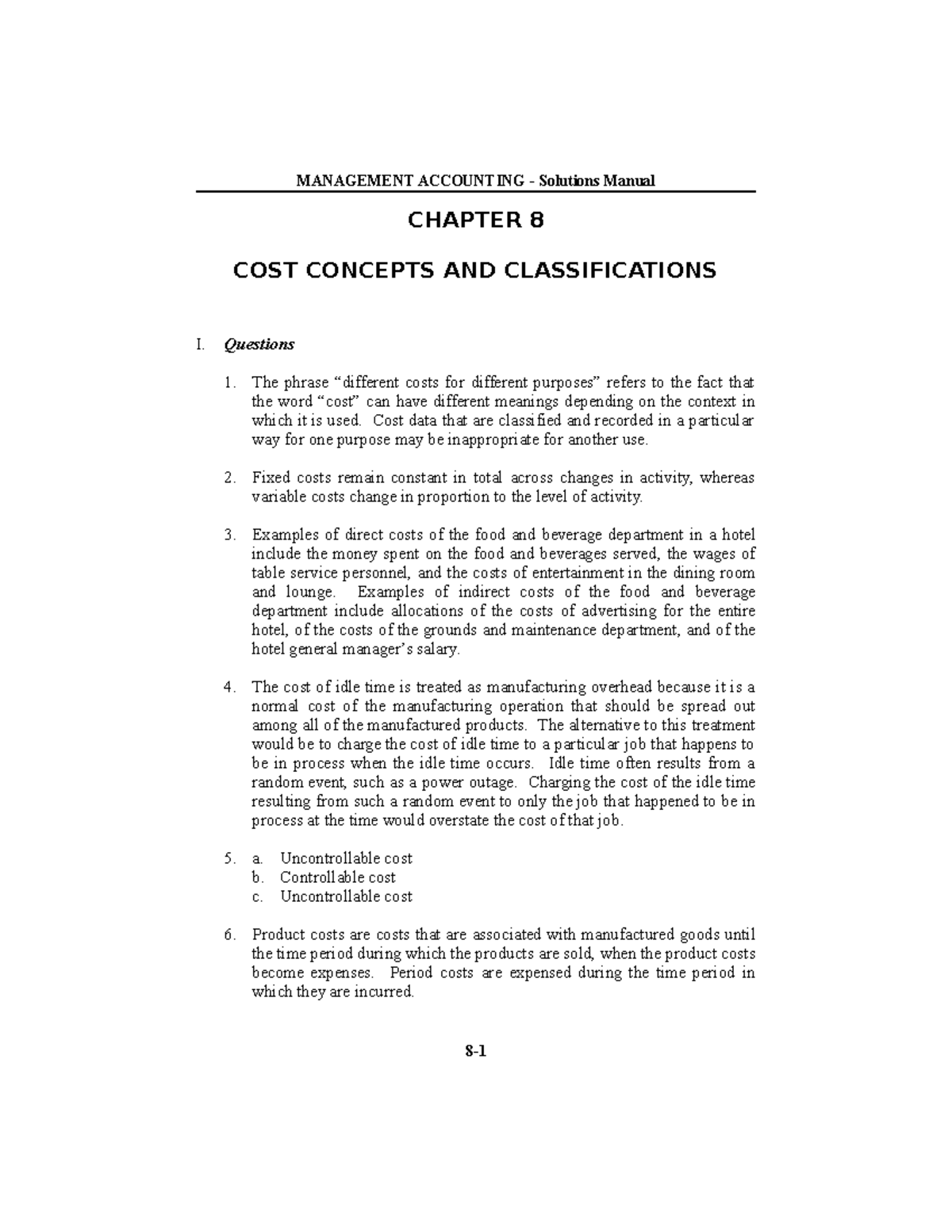 Document - Cost Accounting - MANAGEMENT ACCOUNTING - Solutions Manual ...