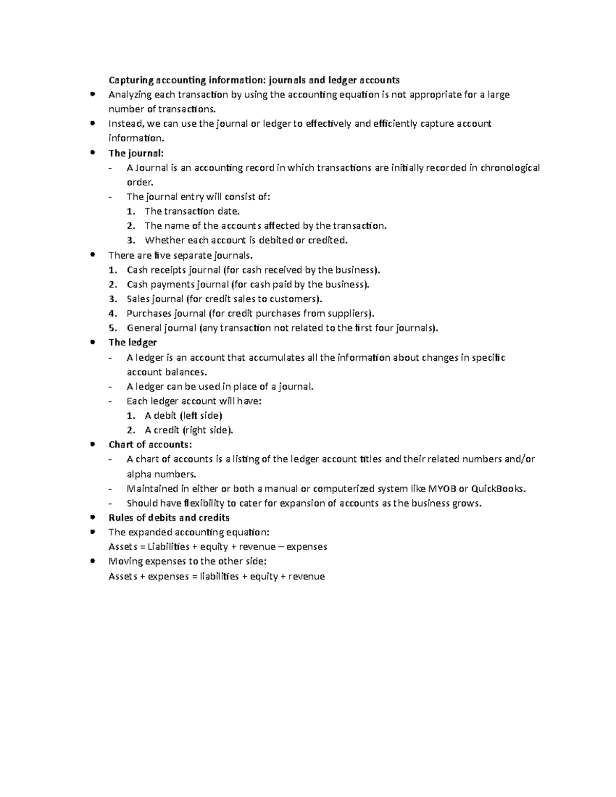 AIC week 7 notes - Capturing accounting information: journals and ...