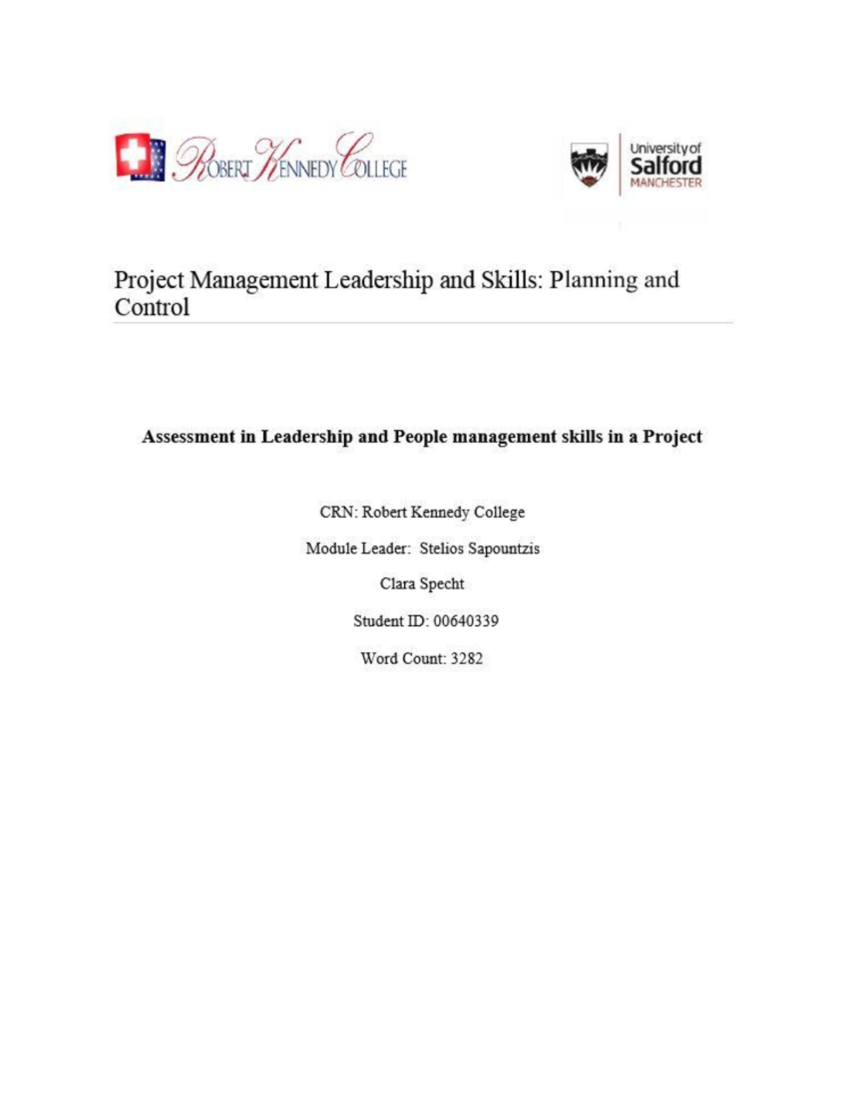 Project Management Leadership and Skills - Declaration of Originality I ...