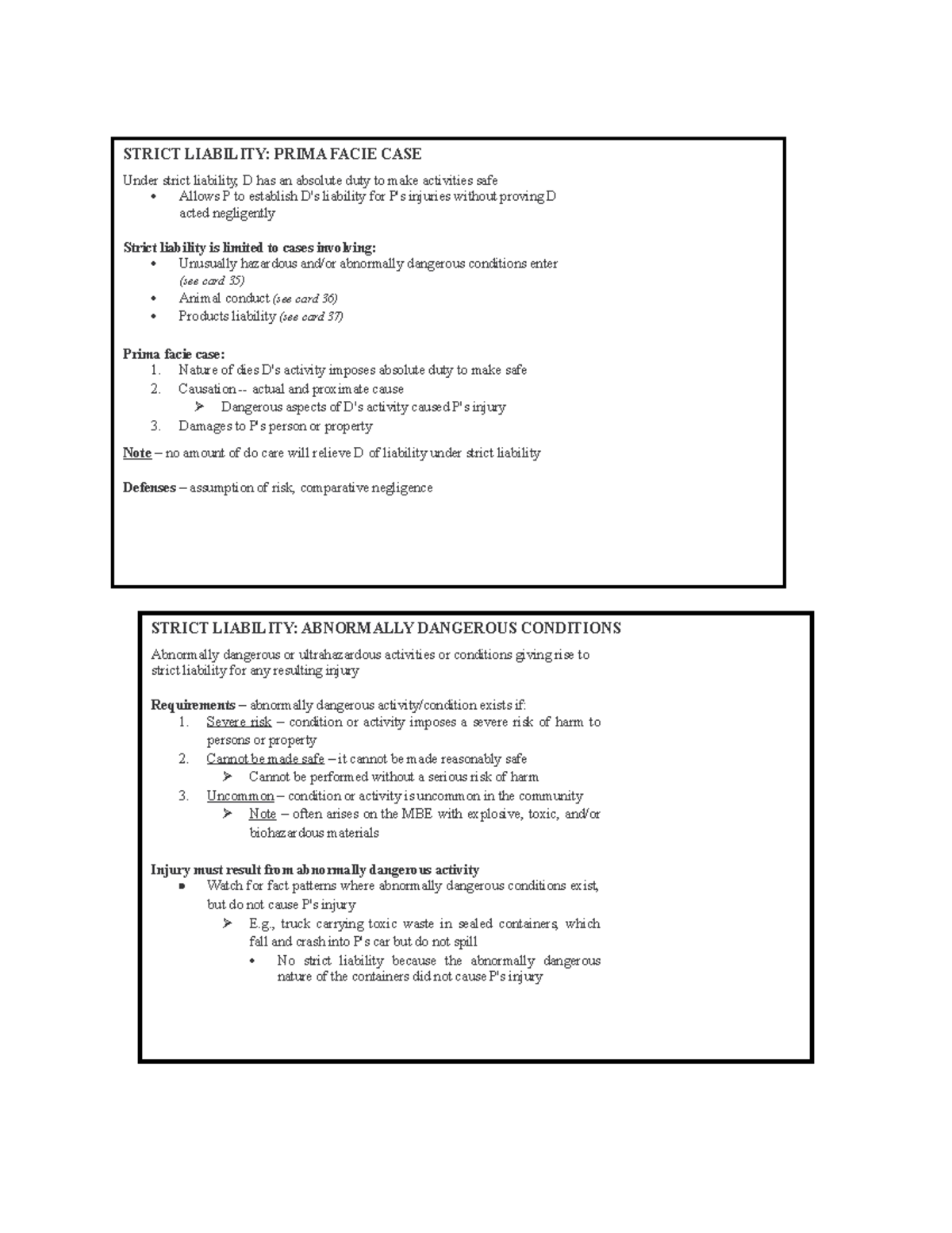 Strict Liability - Torts - STRICT LIABILITY: PRIMA FACIE CASE Under ...
