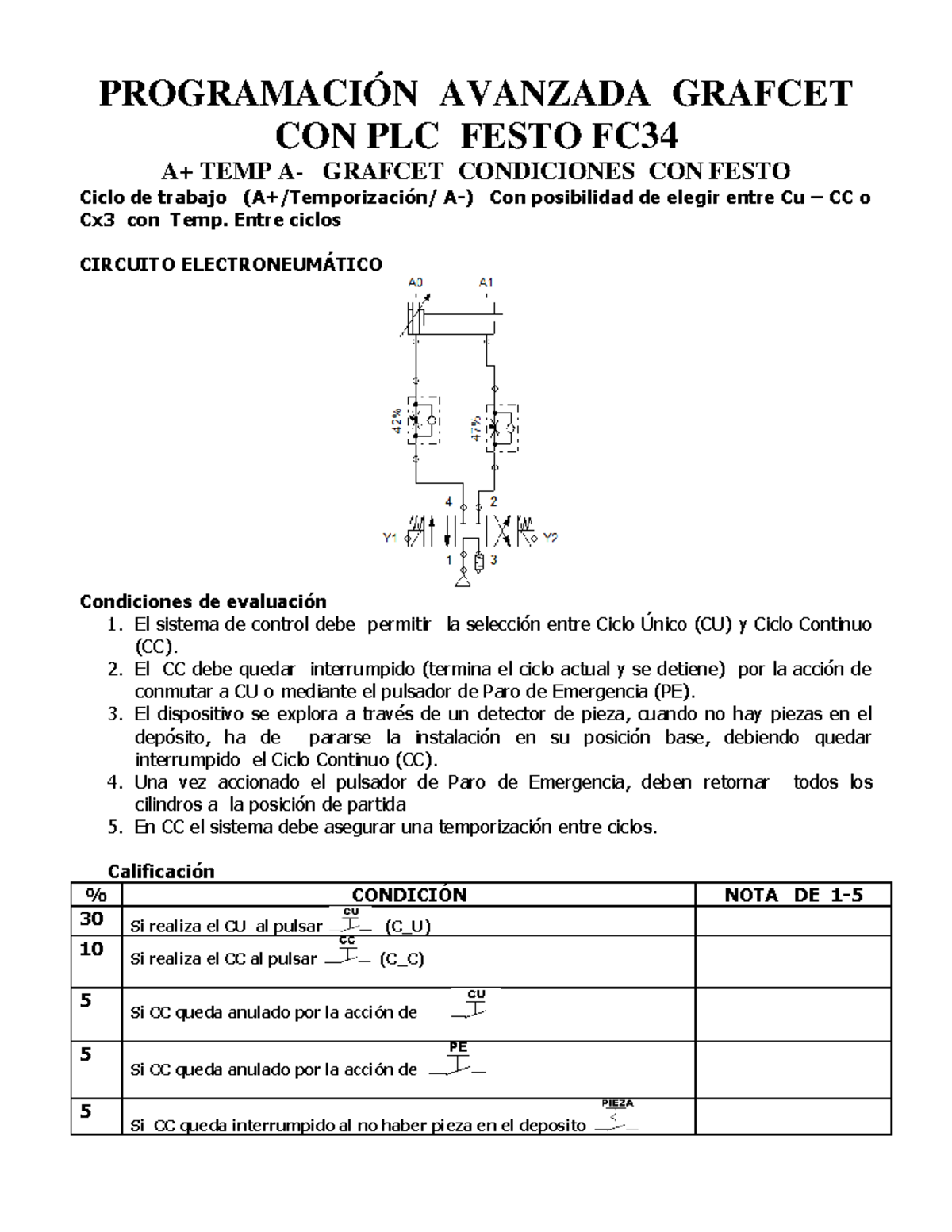 Programación Avanzada Grafcet CON PLC Festo FC34 - PROGRAMACIÓN ...