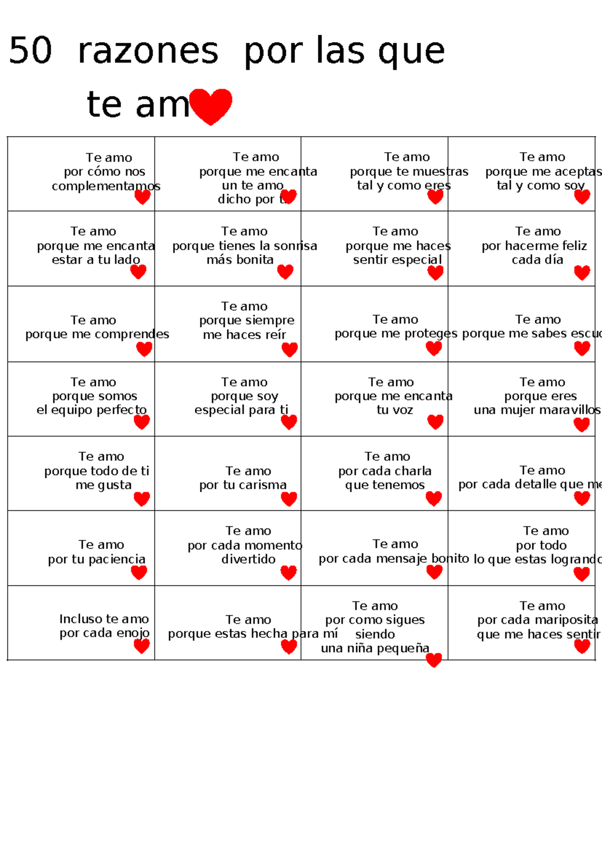 Nissida - Apuntes - 50 razones por las que te amo Te amo por cómo nos ...