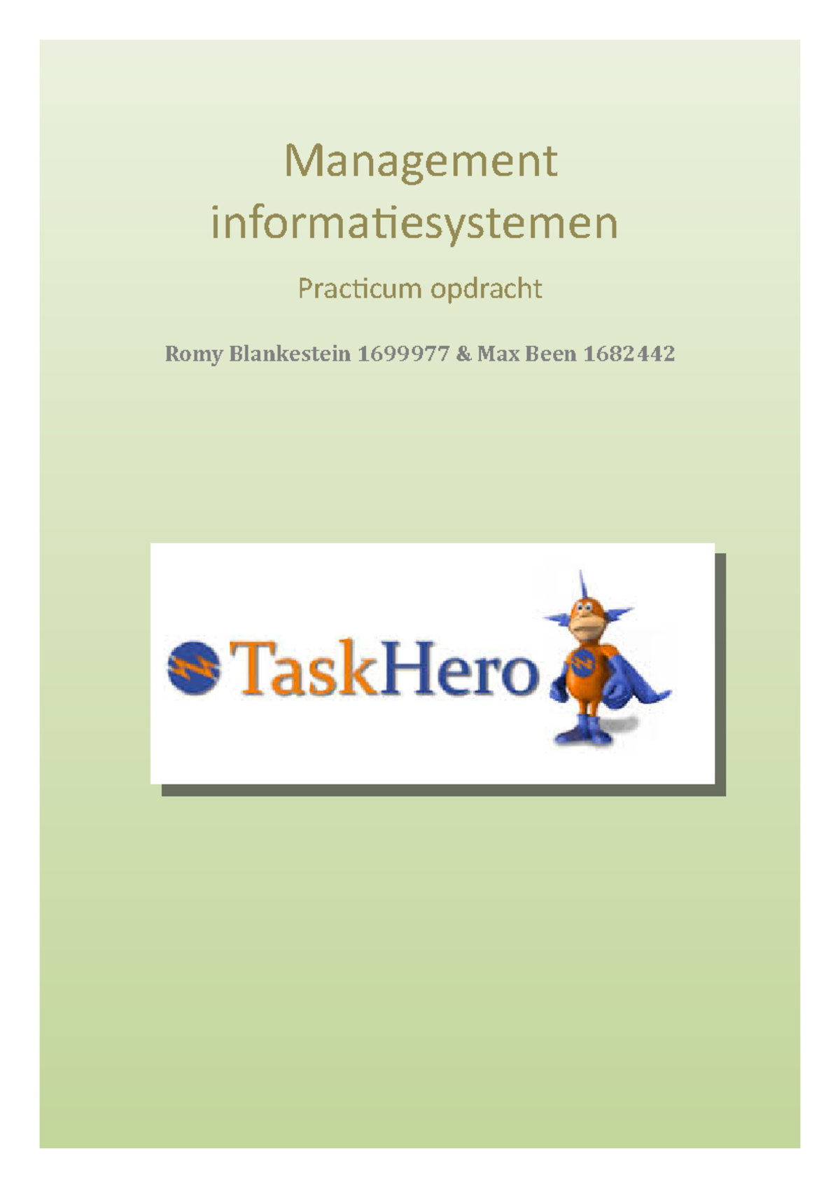 Management Informatiesystemen TaskHero - Management informatiesystemen ...