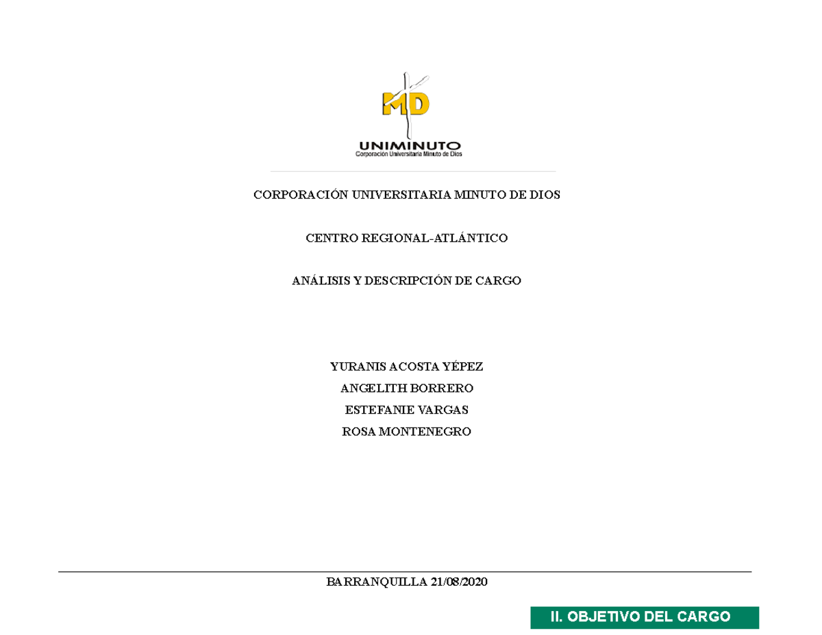 Descripcion DE Cargos Trabajo Organizacional - CORPORACIÓN ...