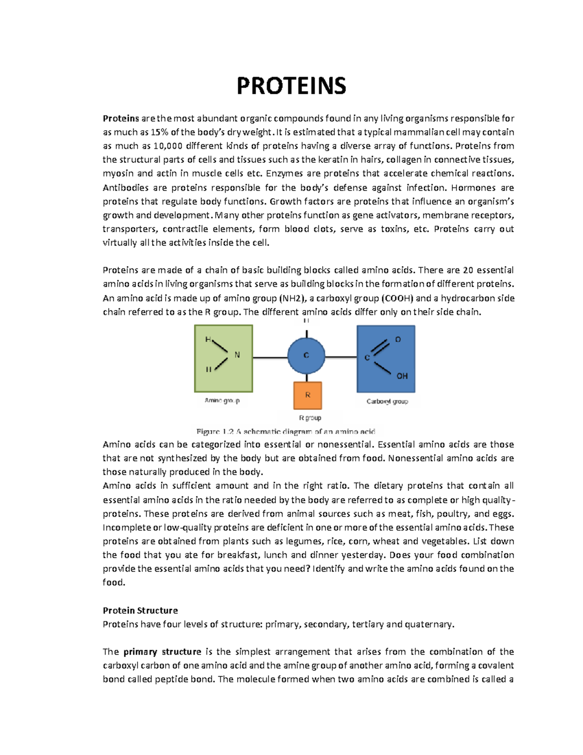 Proteins - ASDFSD - PROTEINS Proteins are the most abundant organic ...