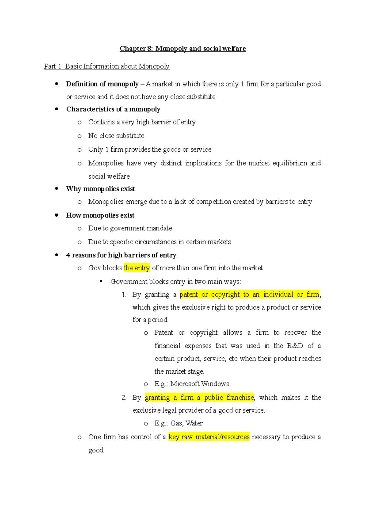 Chapter 8 - Monopoly and social welfare - Characteristics of a monopoly ...