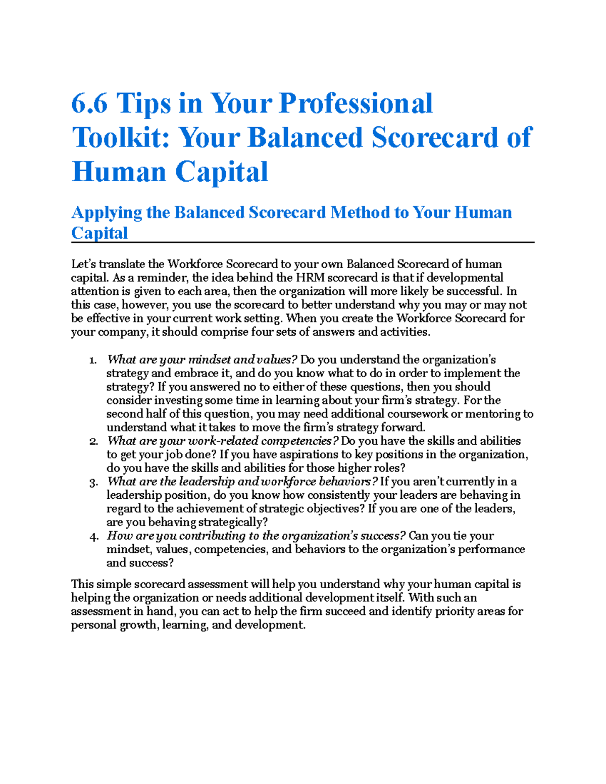 CH6 Conclusion - 6 Tips in Your Professional Toolkit: Your Balanced ...