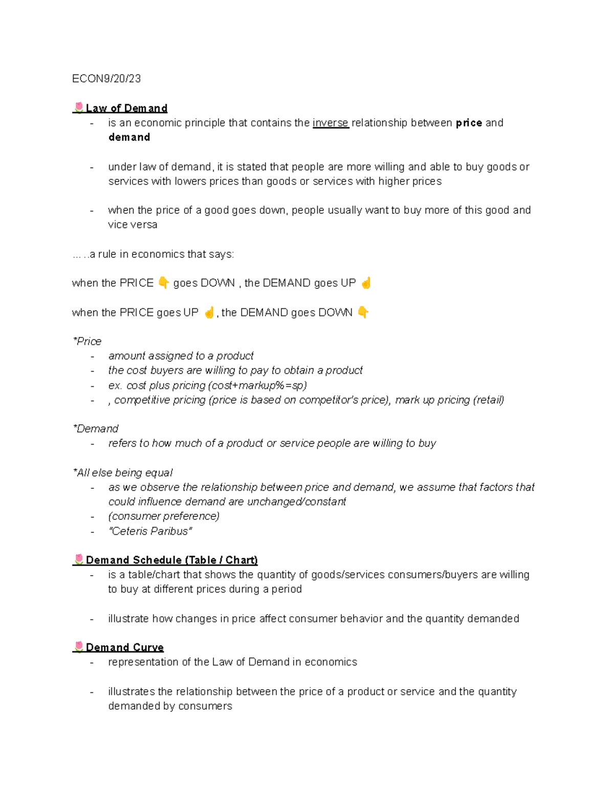 ECONOMICS DEVELOPMENT - ECON9/20/ ,Law of Demand - is an economic ...