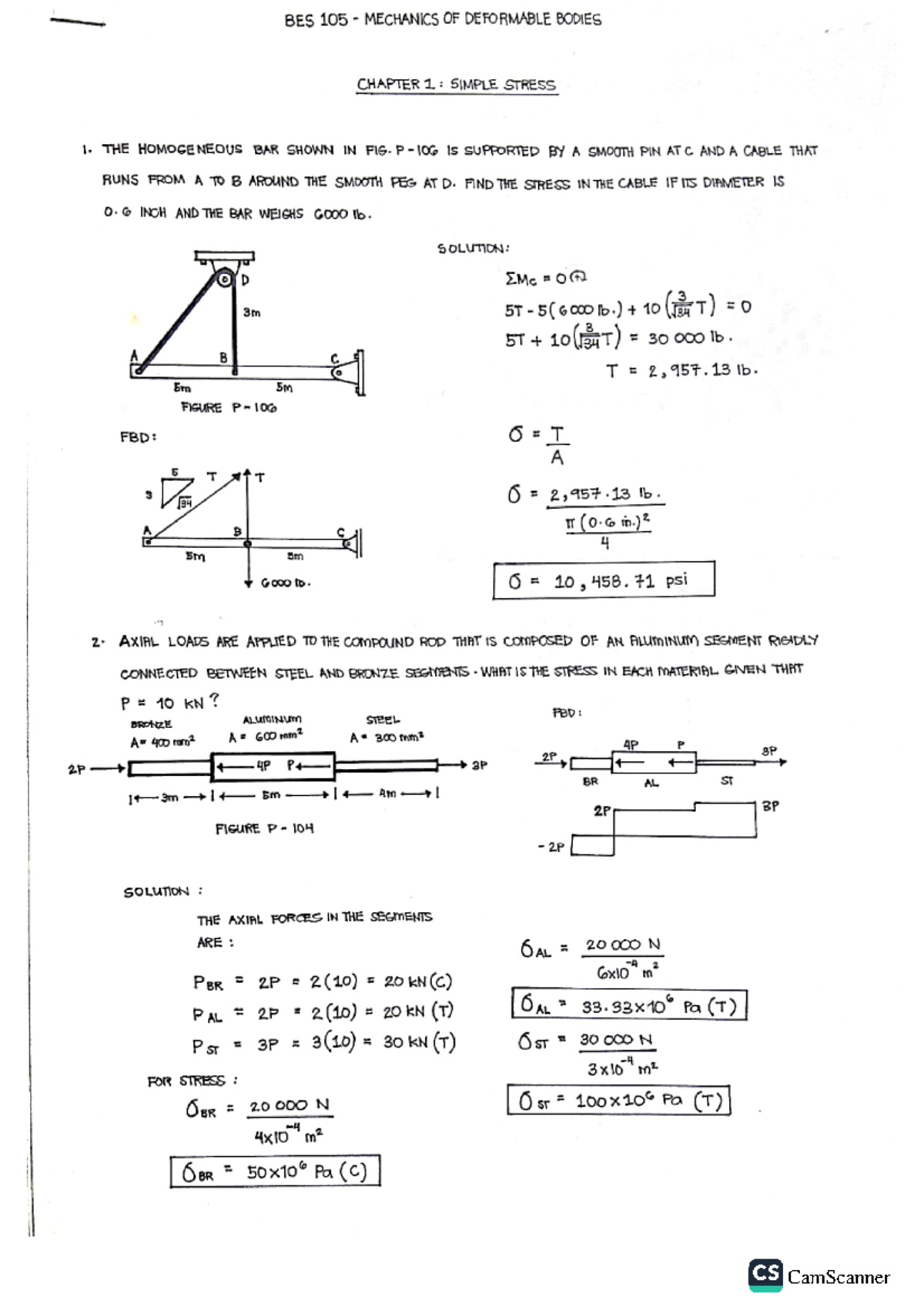 Simple Stress Plates - BSCE - CamScanner CamScanner - Studocu