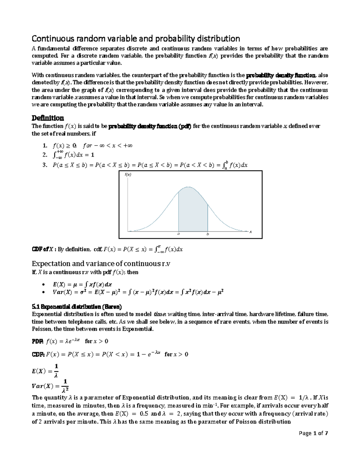 4 - statistics for engineering - Continuous random variable and ...