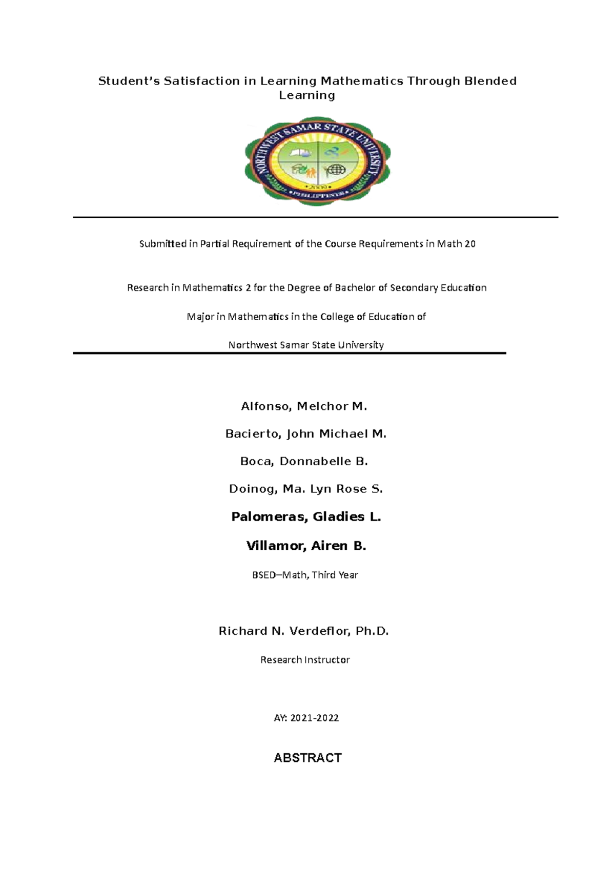 My research study - please read - Student’s Satisfaction in Learning ...