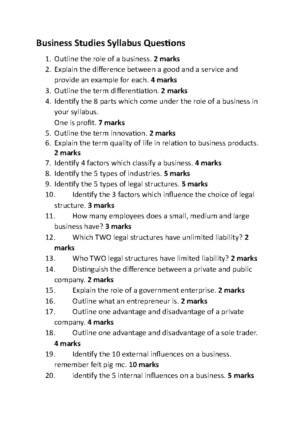 Business Studies Syllabus Questions - Business Studies Syllabus ...