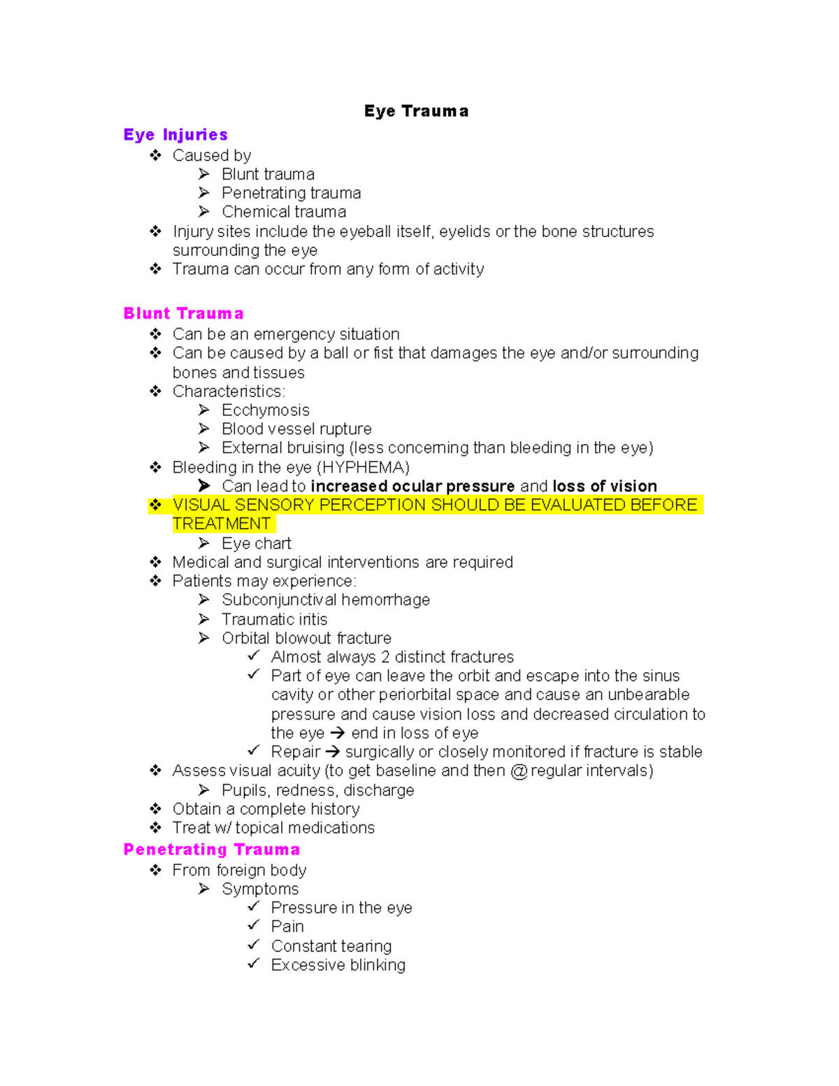 Eye Trauma Outline - Eye Trauma Eye Injuries Caused by Blunt trauma ...