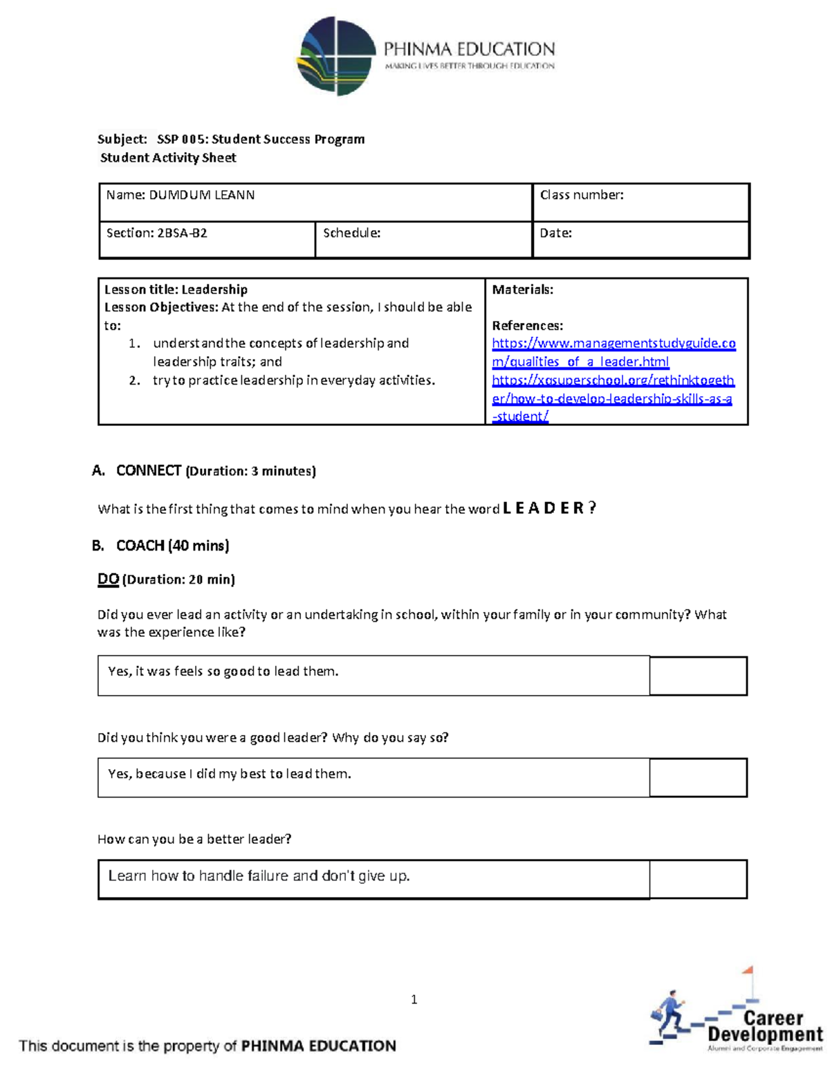 (6) SSP 005 ACE Leadership SAS - Subject: SSP 005: Student Success ...