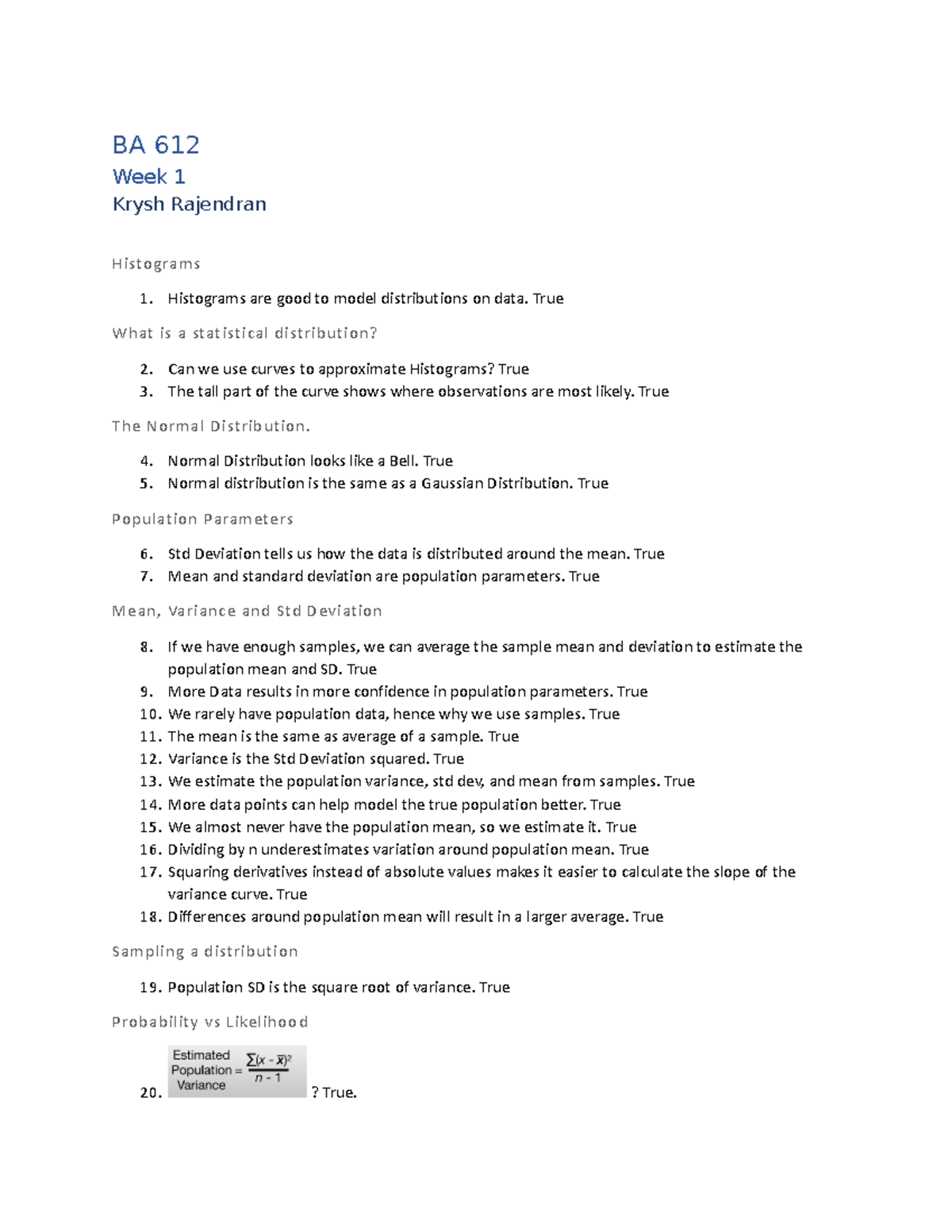 Week1 - Assignment weekly - BA 612 Week 1 Krysh Rajendran Histograms 1 ...