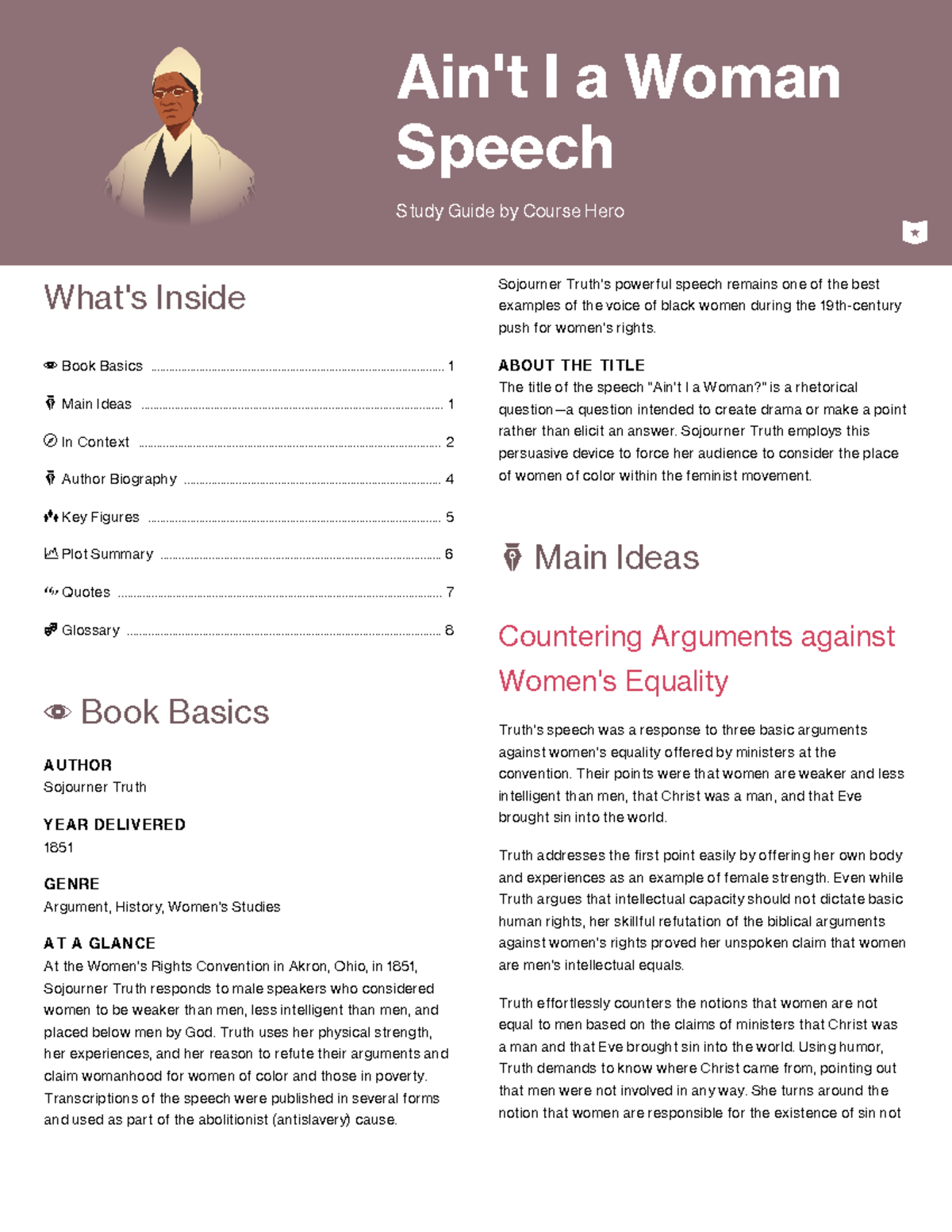 Aint I a Woman Speech - Ain't I a Woman Speech Study Guide by Course ...