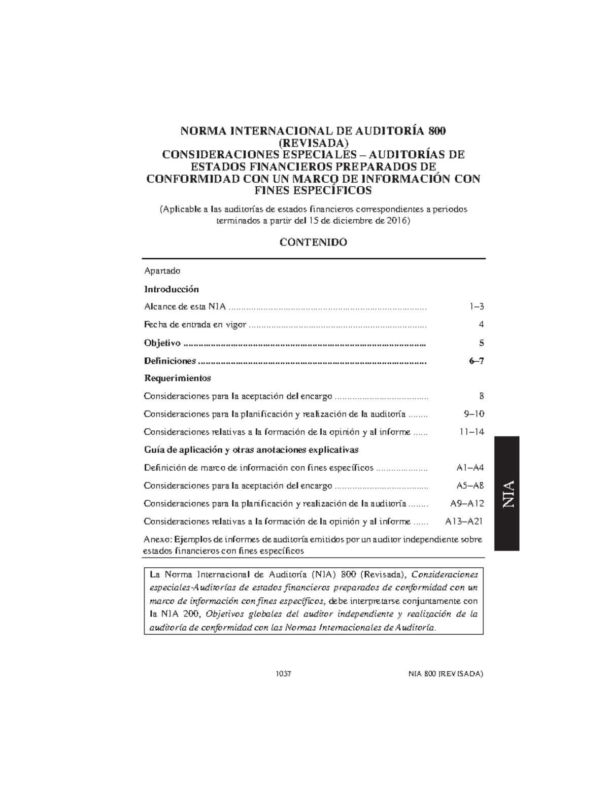 NIA 800 - nia 800 - NORMA INTERNACIONAL DE AUDITORÍA 800 (REVISADA ...