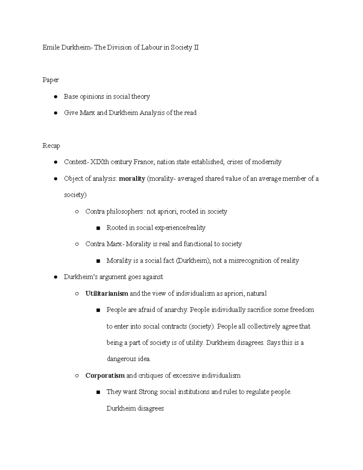 Emile Durkheim- The Division of Labour in Society II - People ...