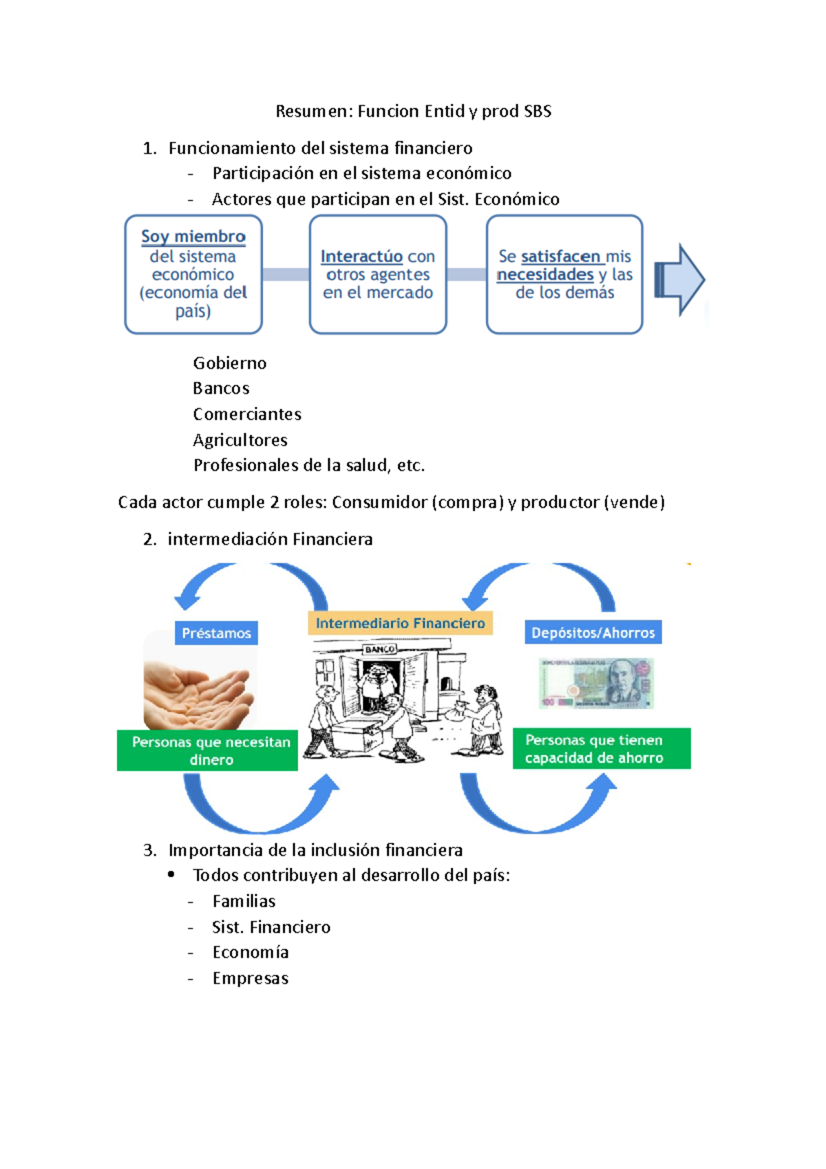 Resumen Finanzas cuentas, tasas, etc - Resumen: Funcion Entid y prod ...