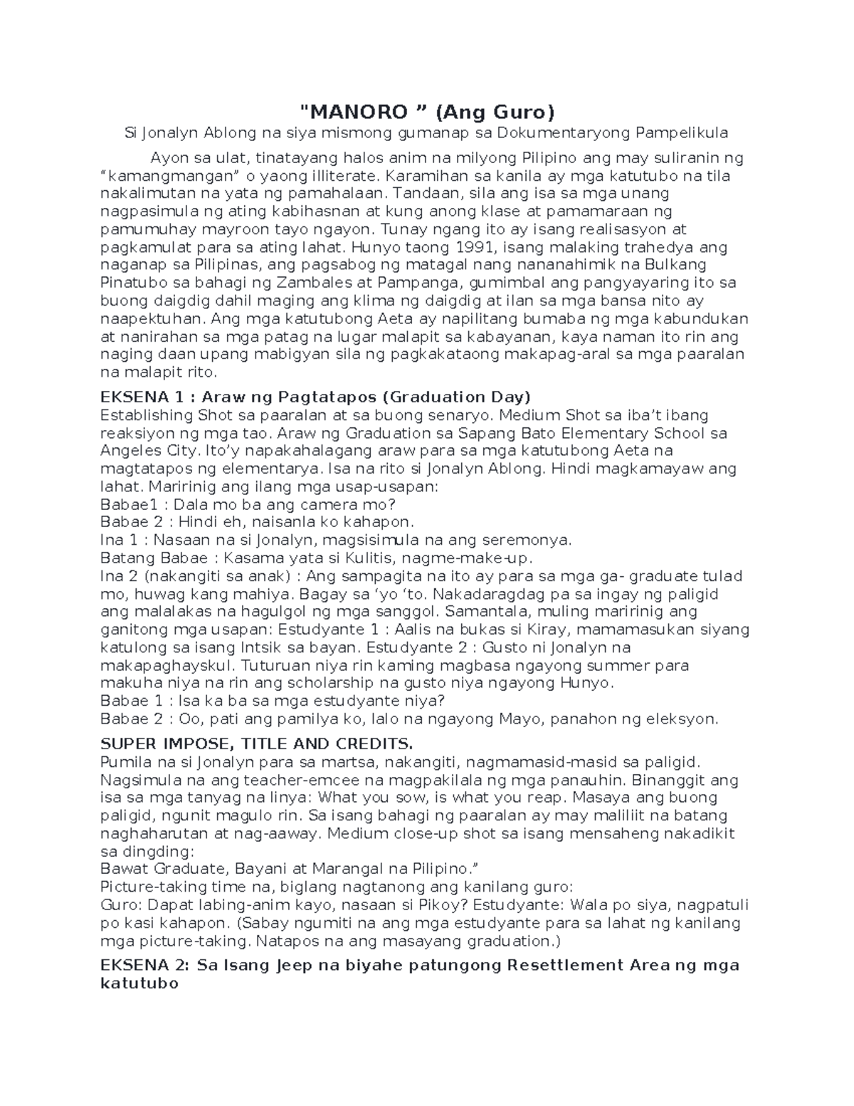 395849759- Manoro - "MANORO ” (Ang Guro) Si Jonalyn Ablong na siya ...