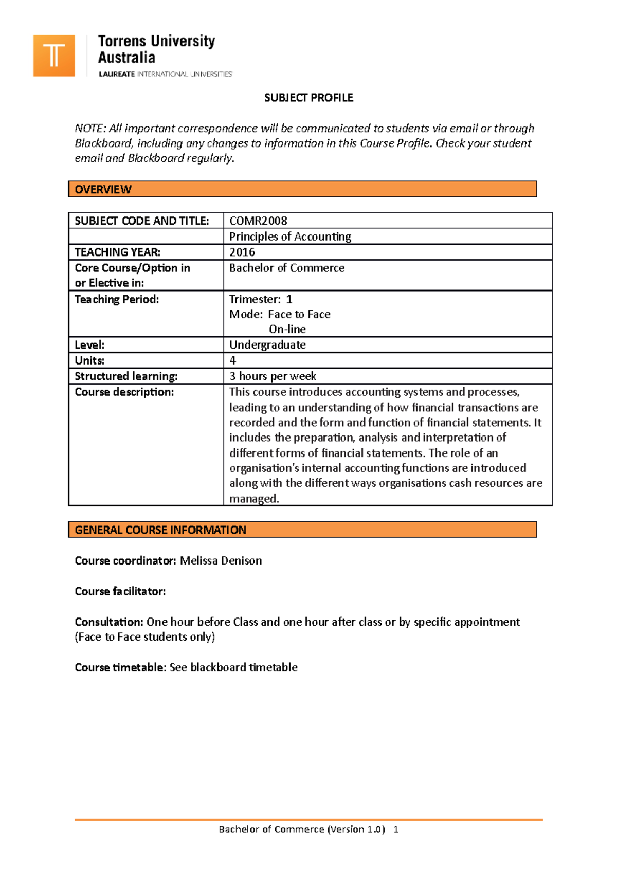 Subject Profile COMR2008 T1 2016 Final - SUBJECT PROFILE NOTE: All ...