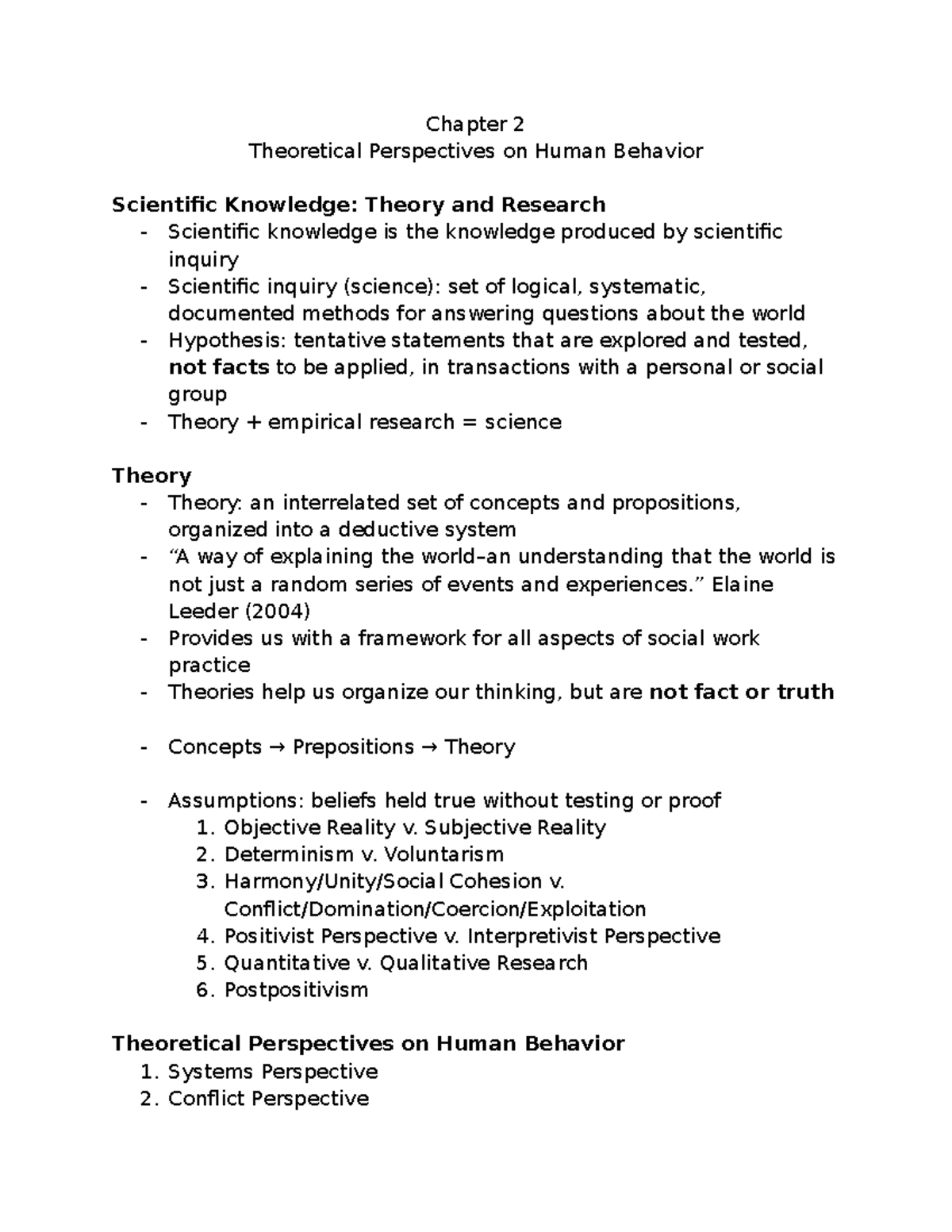 Ch. 2 - Theoretical Perspectives on HB - Chapter 2 Theoretical ...