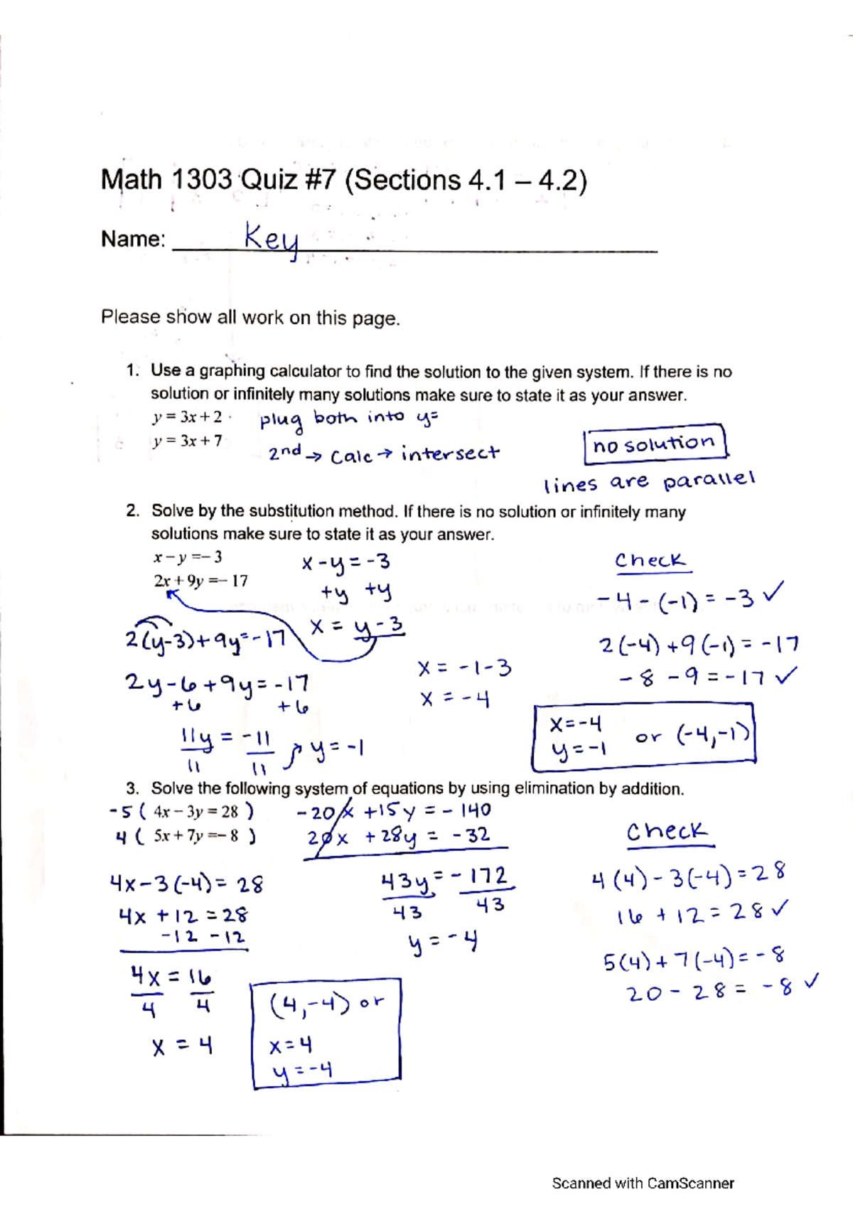 03Q07 key - Precalculus for Business lesson 7 Quiz Key - Math 1303 ...