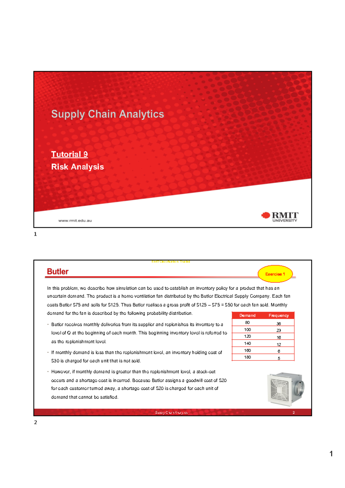 SCAD T09 b - WEEK 9: RISK ANALYSIS - Tutorial 9 Risk Analysis 1 RMIT ...