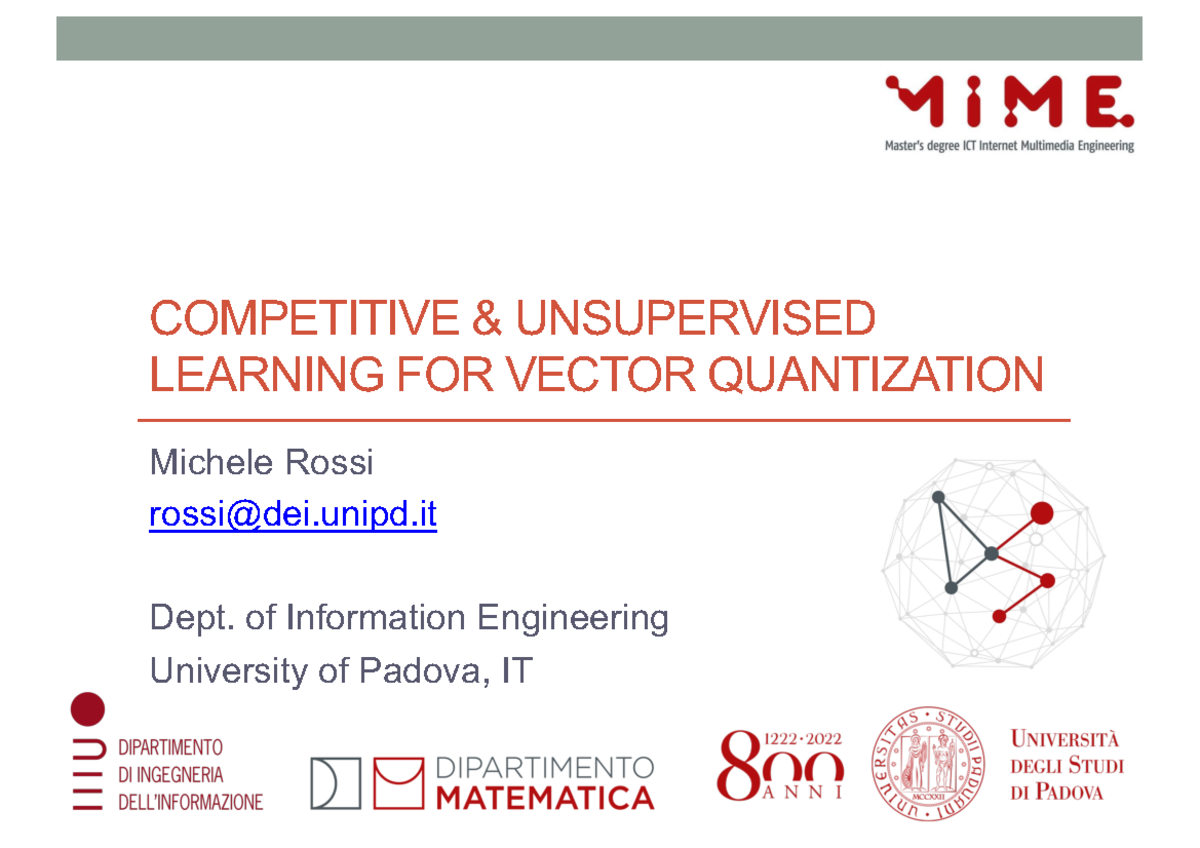Online vector quantization SOM lesson 1 - COMPETITIVE & UNSUPERVISED LEARNING FOR VECTOR - Studocu