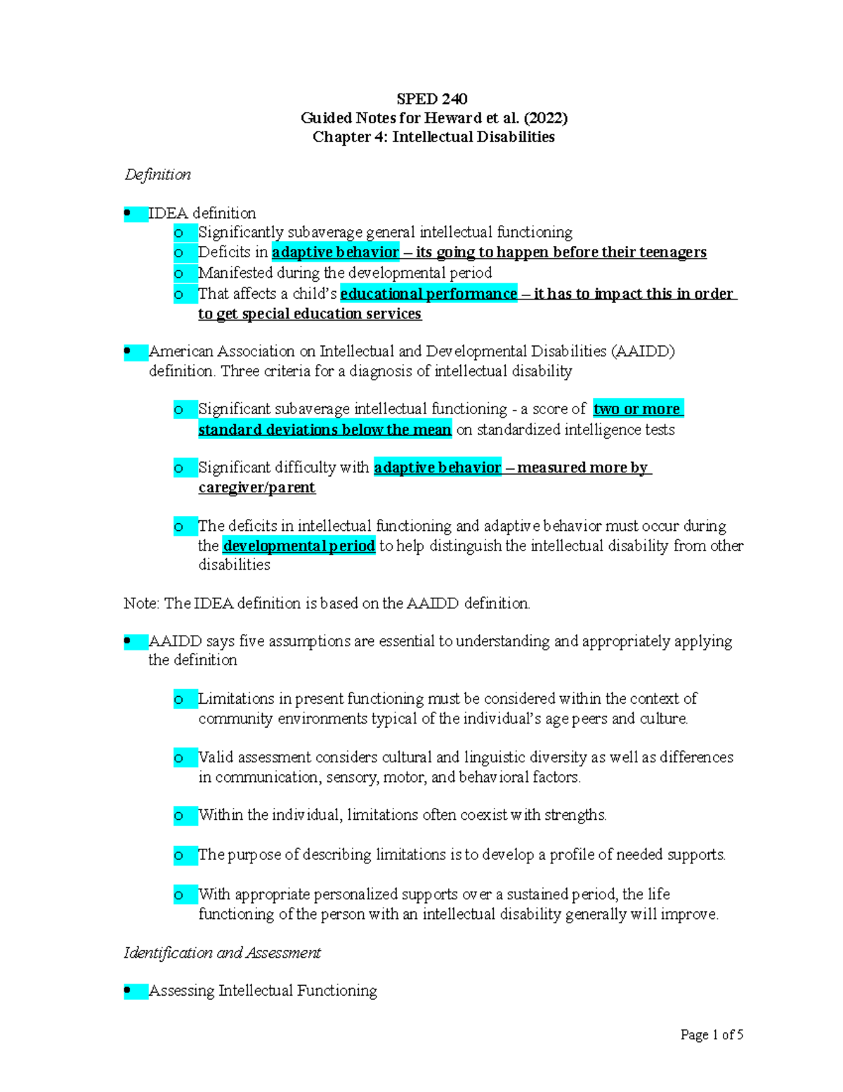 Chapter 4 Guided Notes for Heward et al (2022) - SPED 240 Guided Notes ...