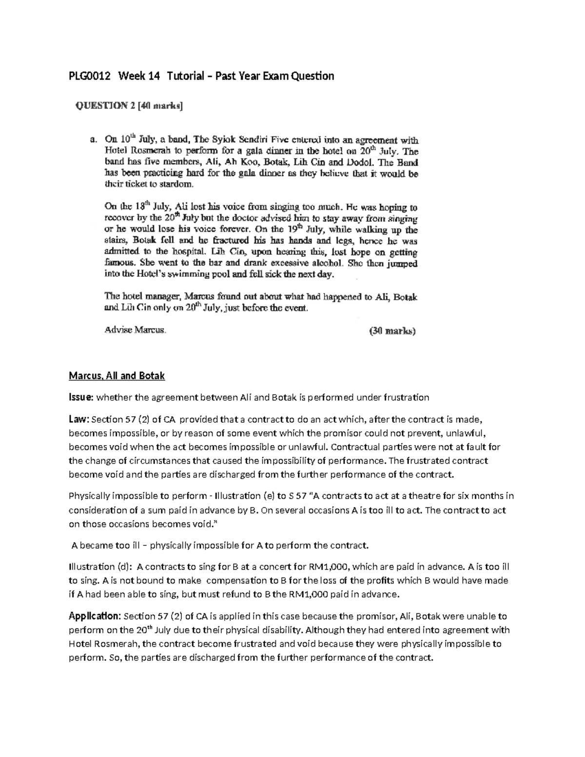 TUT 10 - week 14 (past year exam Q) - PLG0012 Week 14 Tutorial – Past ...