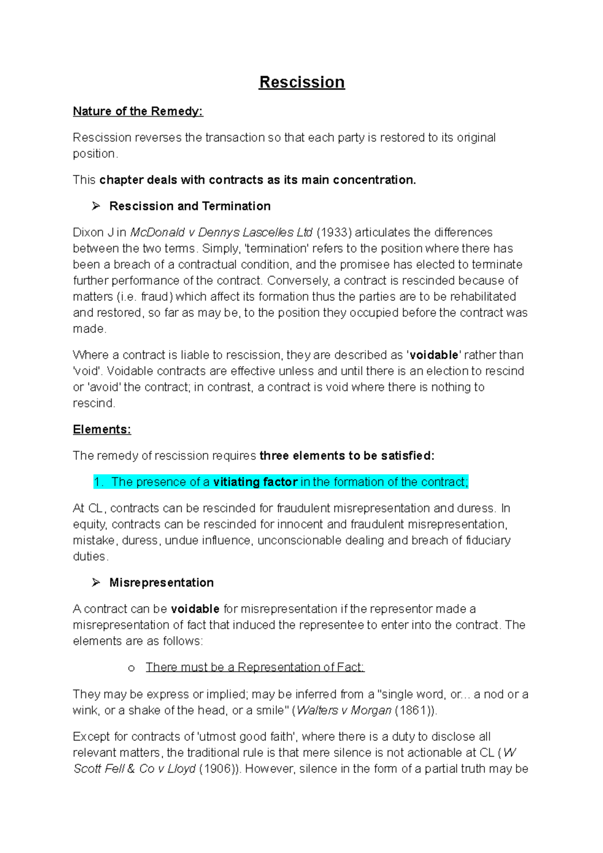 Complete-Notes - Lecture notes 1-12 - Rescission Nature of the Remedy ...