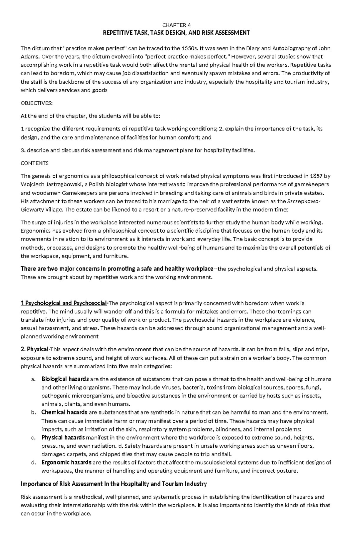 Chapter 4 ergo - fhh - CHAPTER 4 REPETITIVE TASK, TASK DESIGN, AND RISK ...