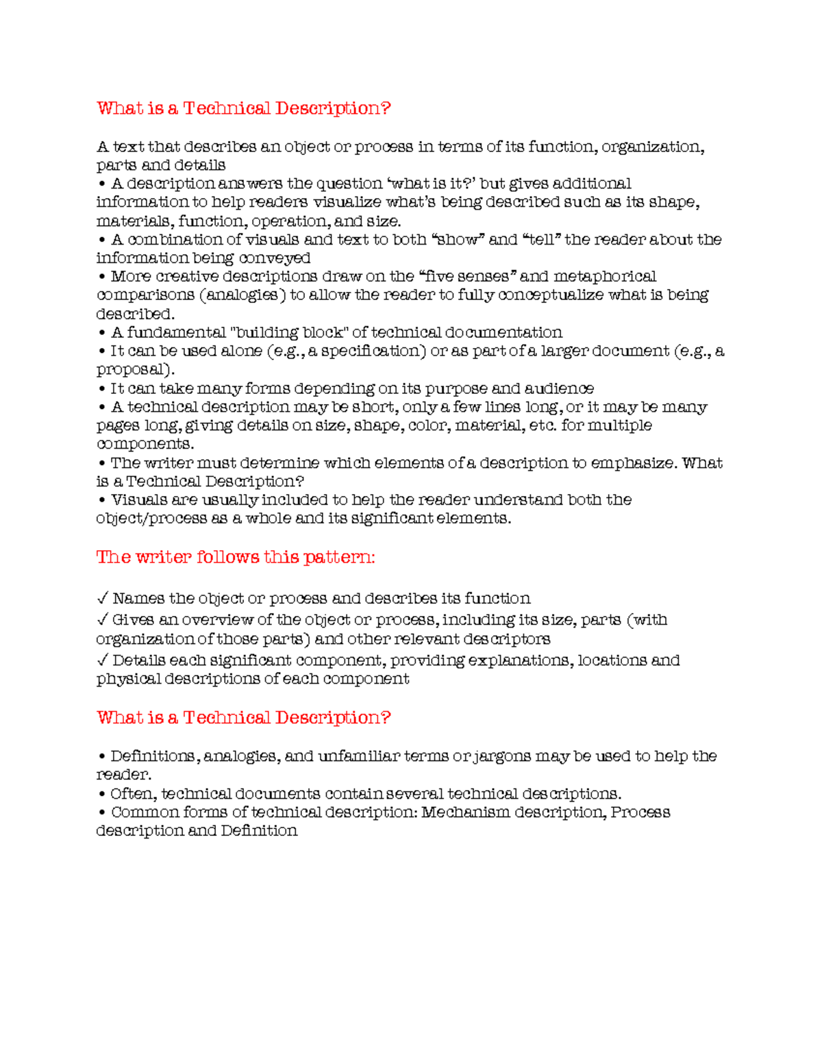 What Is A Technical Description A Combination Of Visuals And Text To