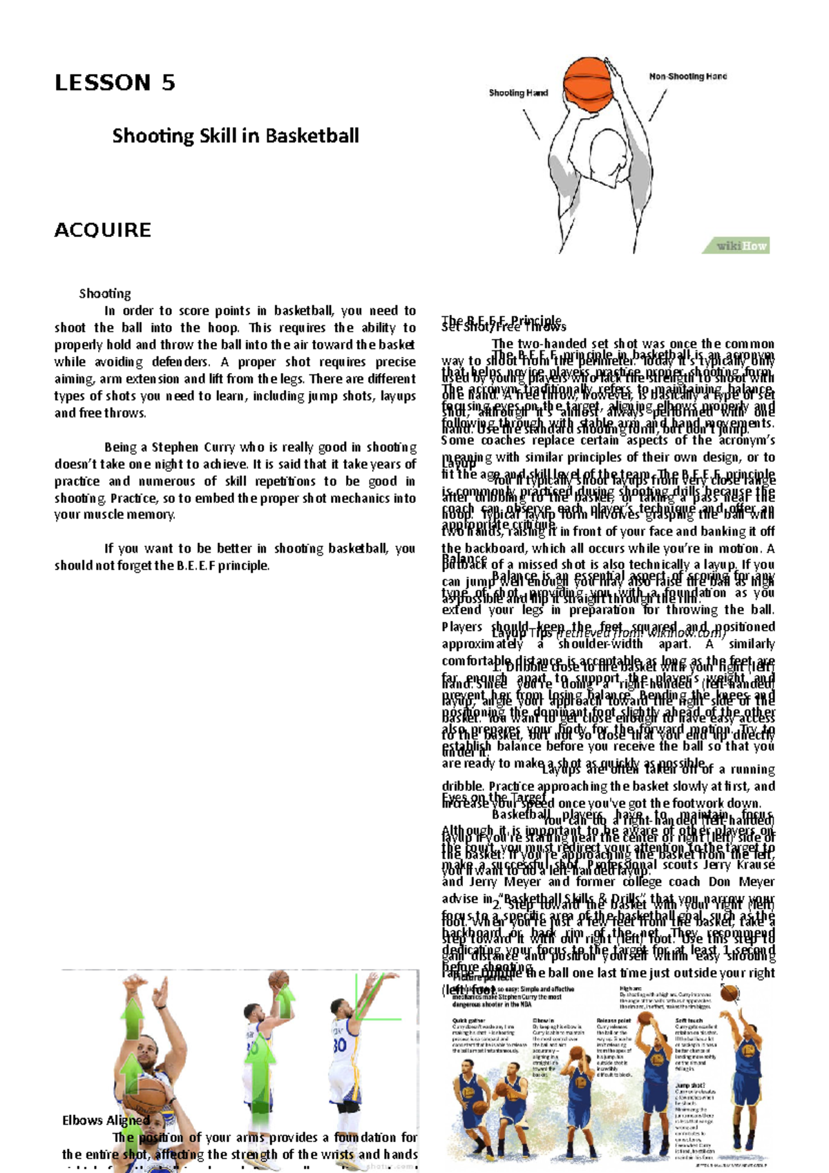 Lesson 5 Readings - Shooting Skill in Basketball - LESSON 5 Shooting ...